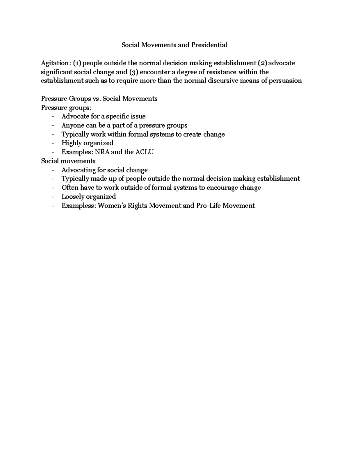 Social Movements and Presidential - Social Movements and Presidential ...