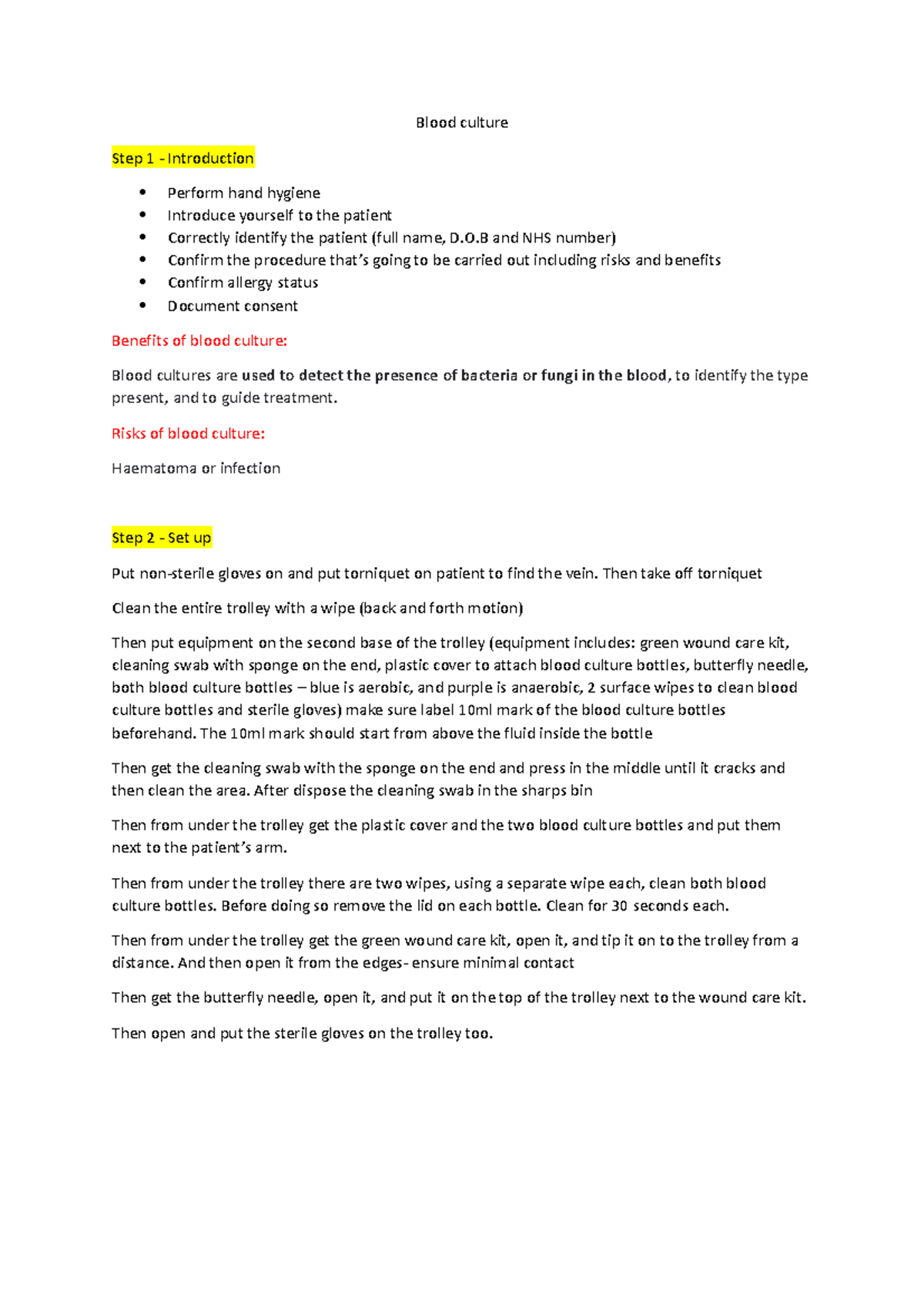 Blood culture step by step - Blood culture Step 1 - Introduction ...