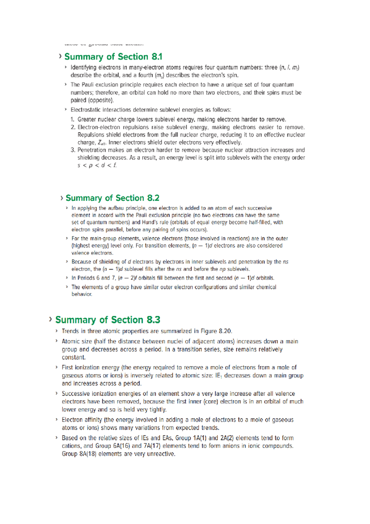 Chem chp 8 - chp 8 summary - Chemistry: the Molecular Nature of Matter ...