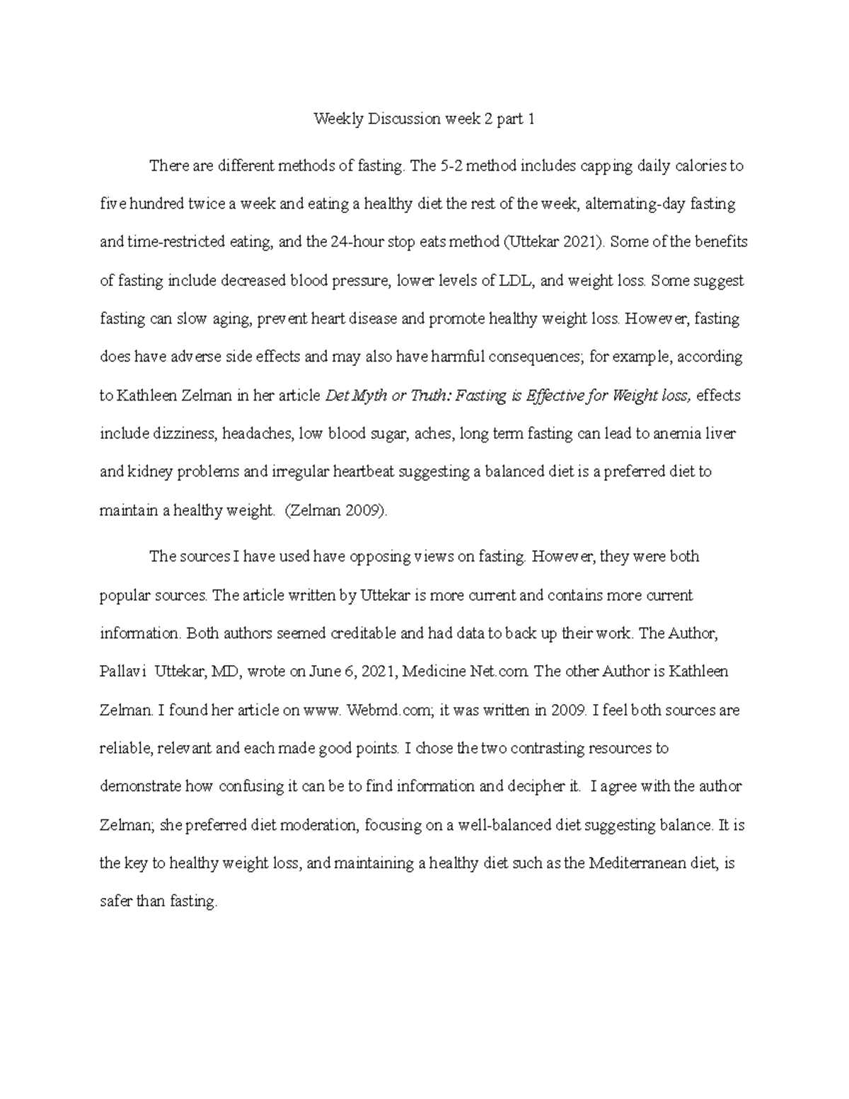 Weekly Discussion week 2 part 1 - Weekly Discussion week 2 part 1 There ...