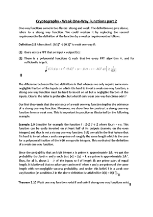 Short List of Candidate One Way Functions - (For public key encryption ...