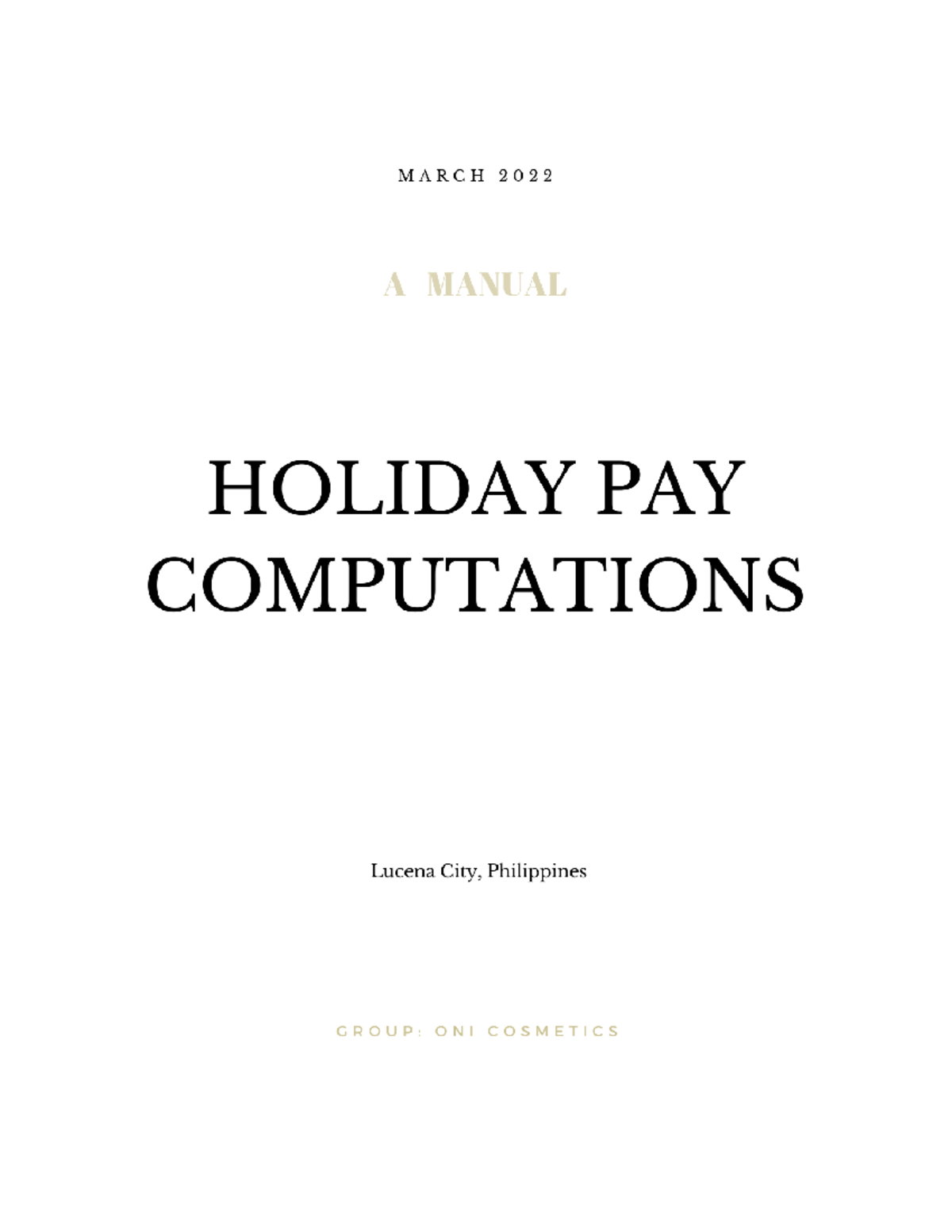 Holiday Pay Computations - HOLIDAY PAY COMPUTATIONS REGULAR HOLIDAYS a ...