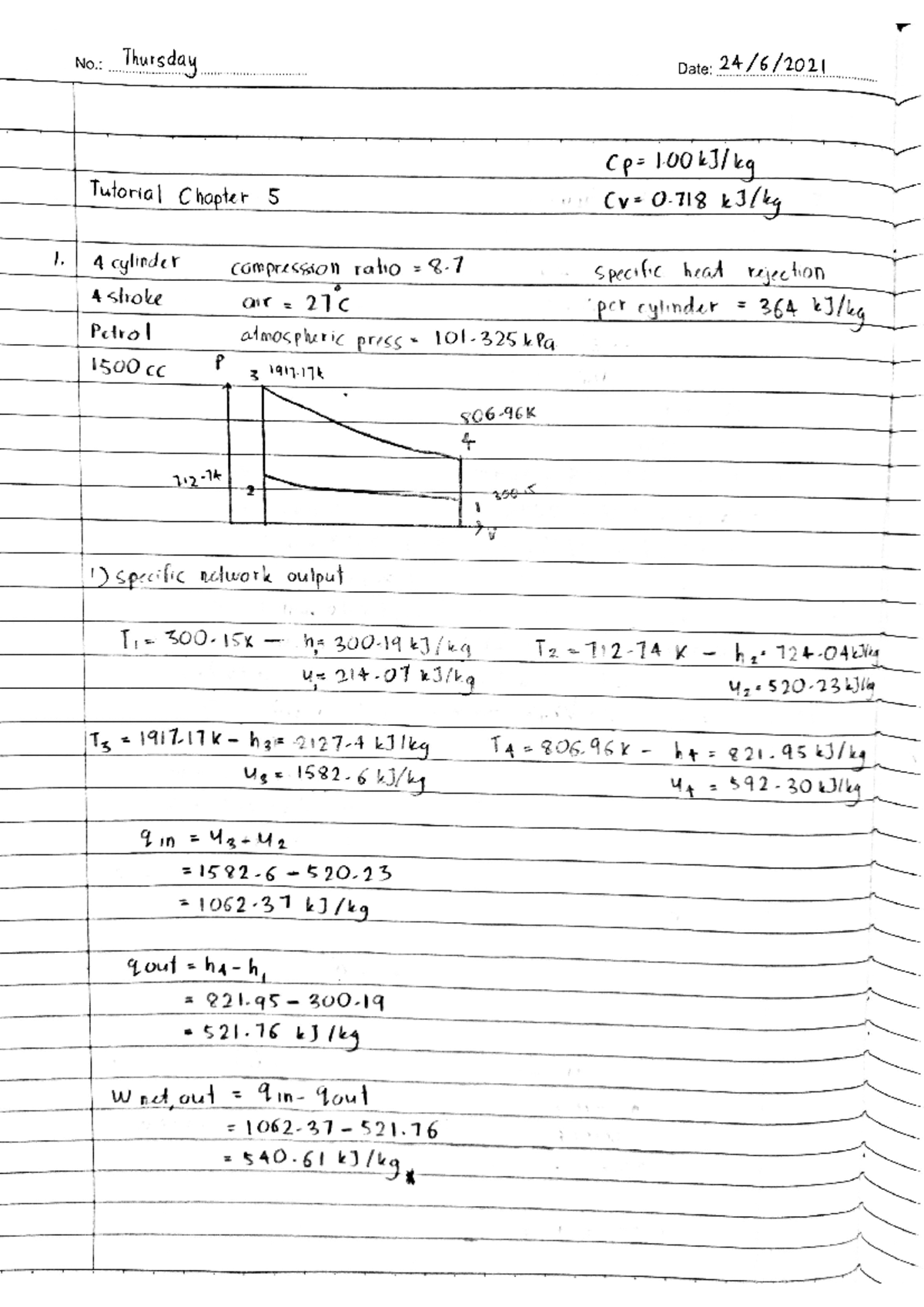 Tutorial chapter 5 thermodynamics - Thermodynamic - UiTM - Studocu