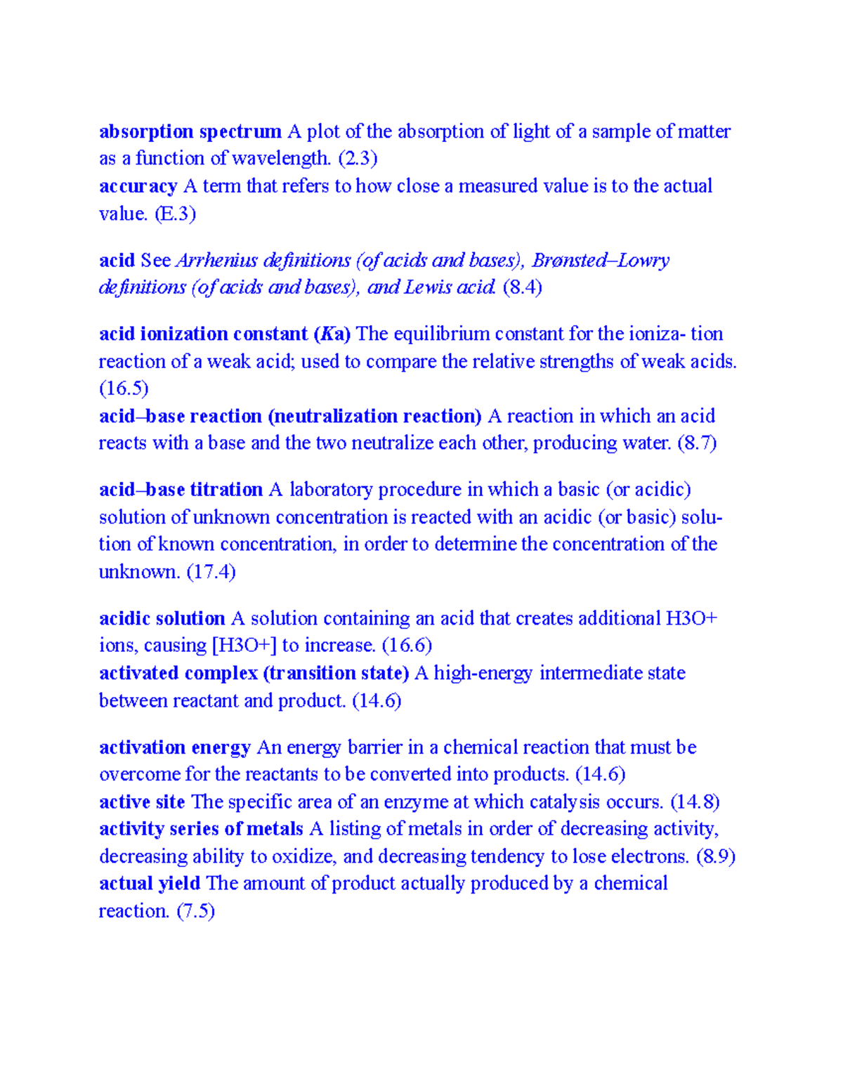 Ch1 - book notes for all tests - absorption spectrum A plot of the ...