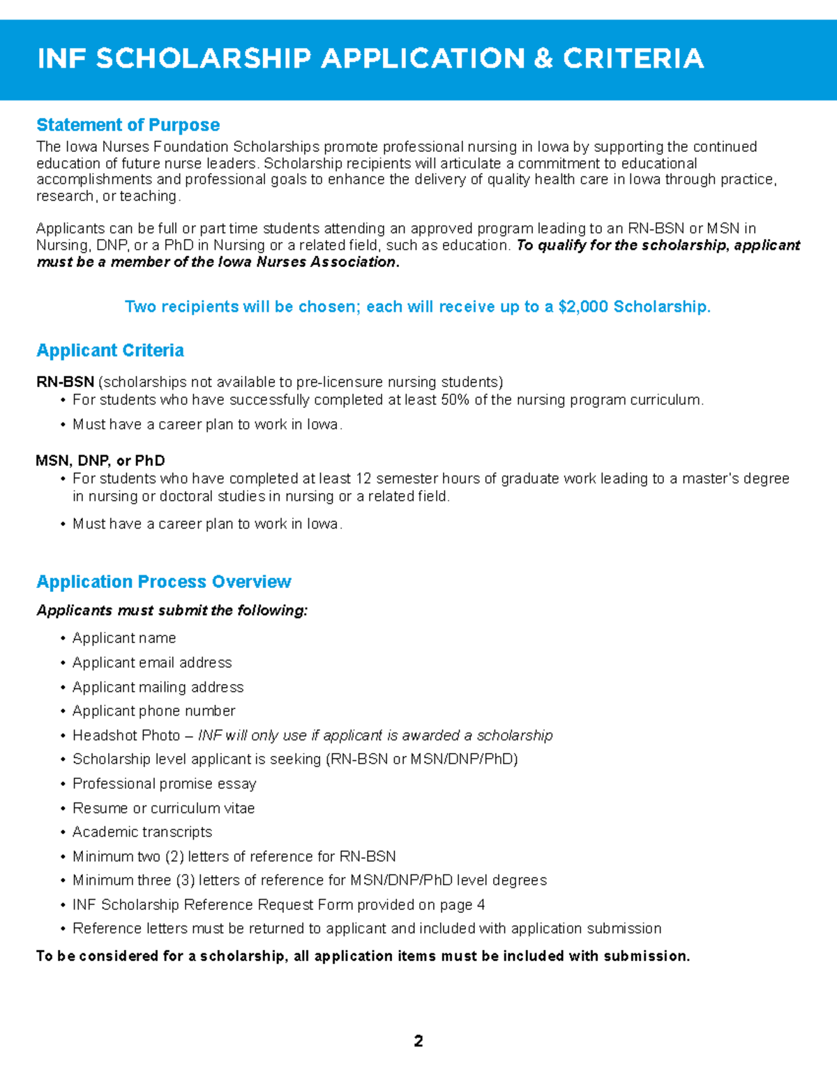 2023 Iowa Nurses Foundation Scholarship Brochure-2 - INF SCHOLARSHIP ...