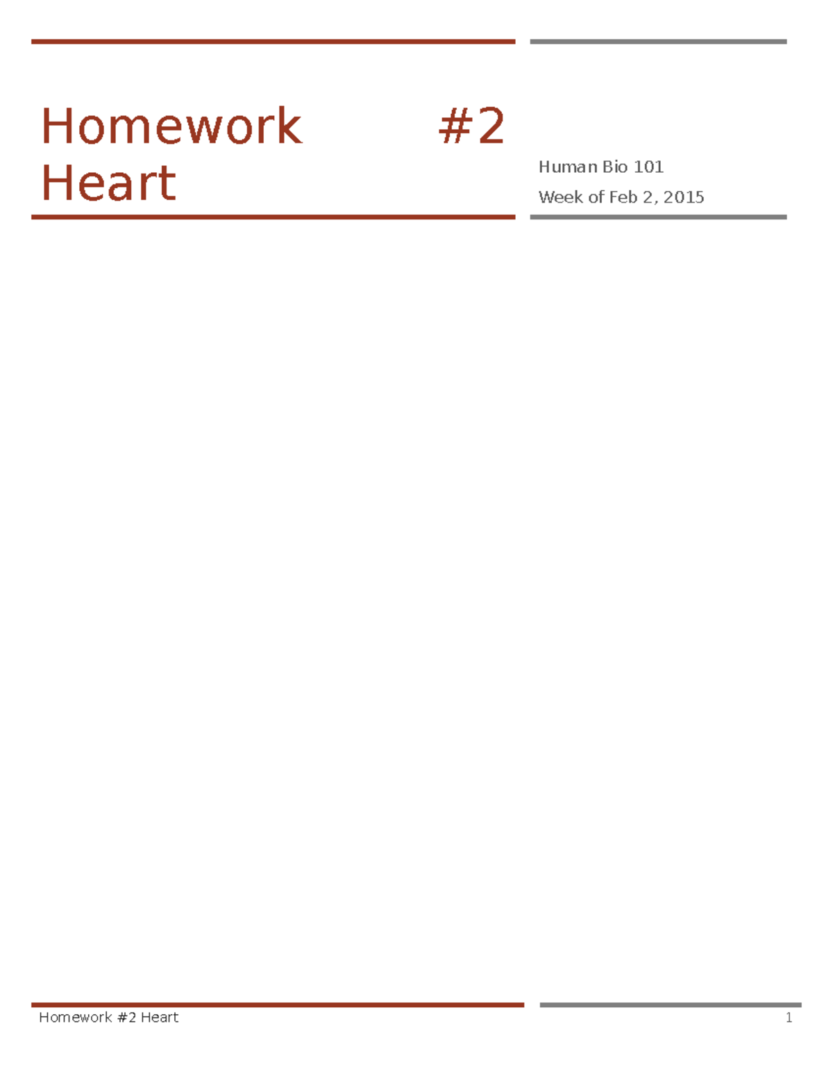 Homework 2 Heart - Human Biology lab pre - Heart Homework # Human Bio ...