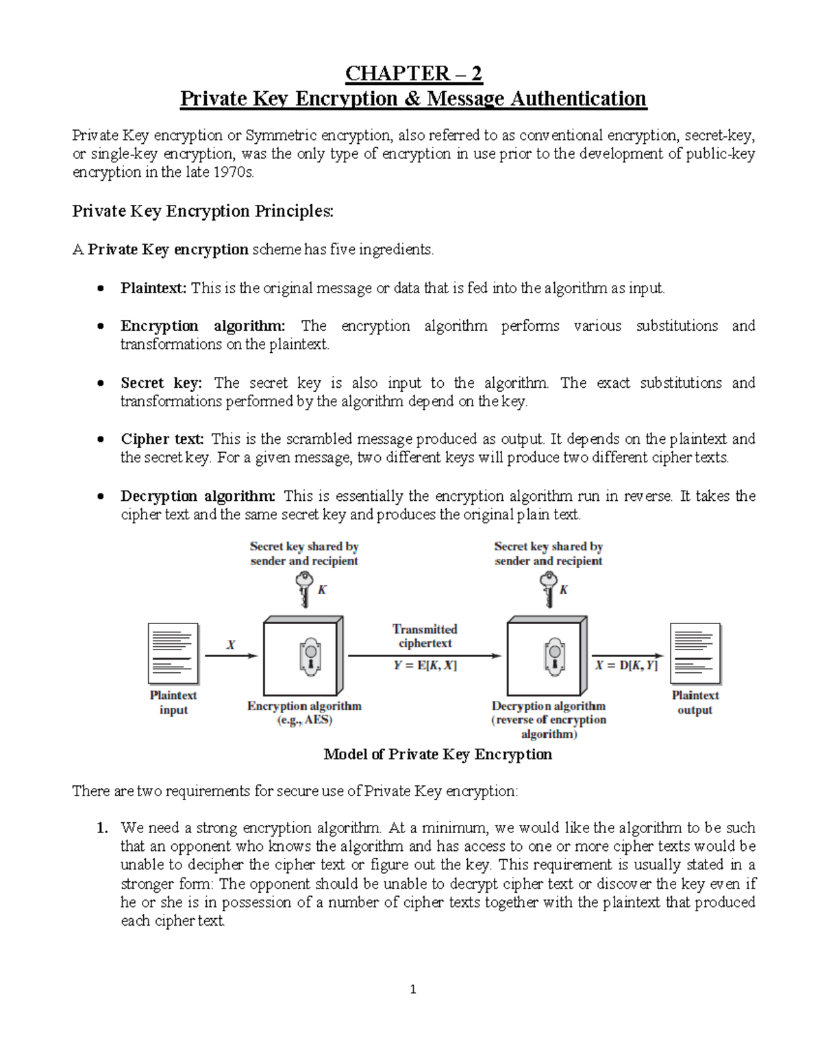 Computer Security Ch 2 and 3 - CHAPTER – 2 Private Key Encryption ...