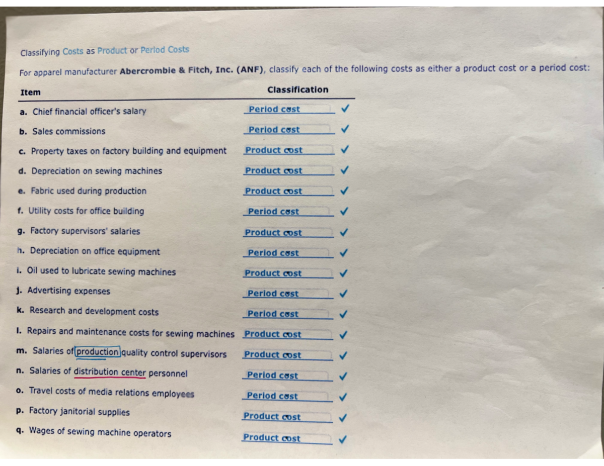 IMG 9205 - CLASSIFYING COSTS AS PRODUCT OR PERIOD COSTS - ACCT 2401 ...