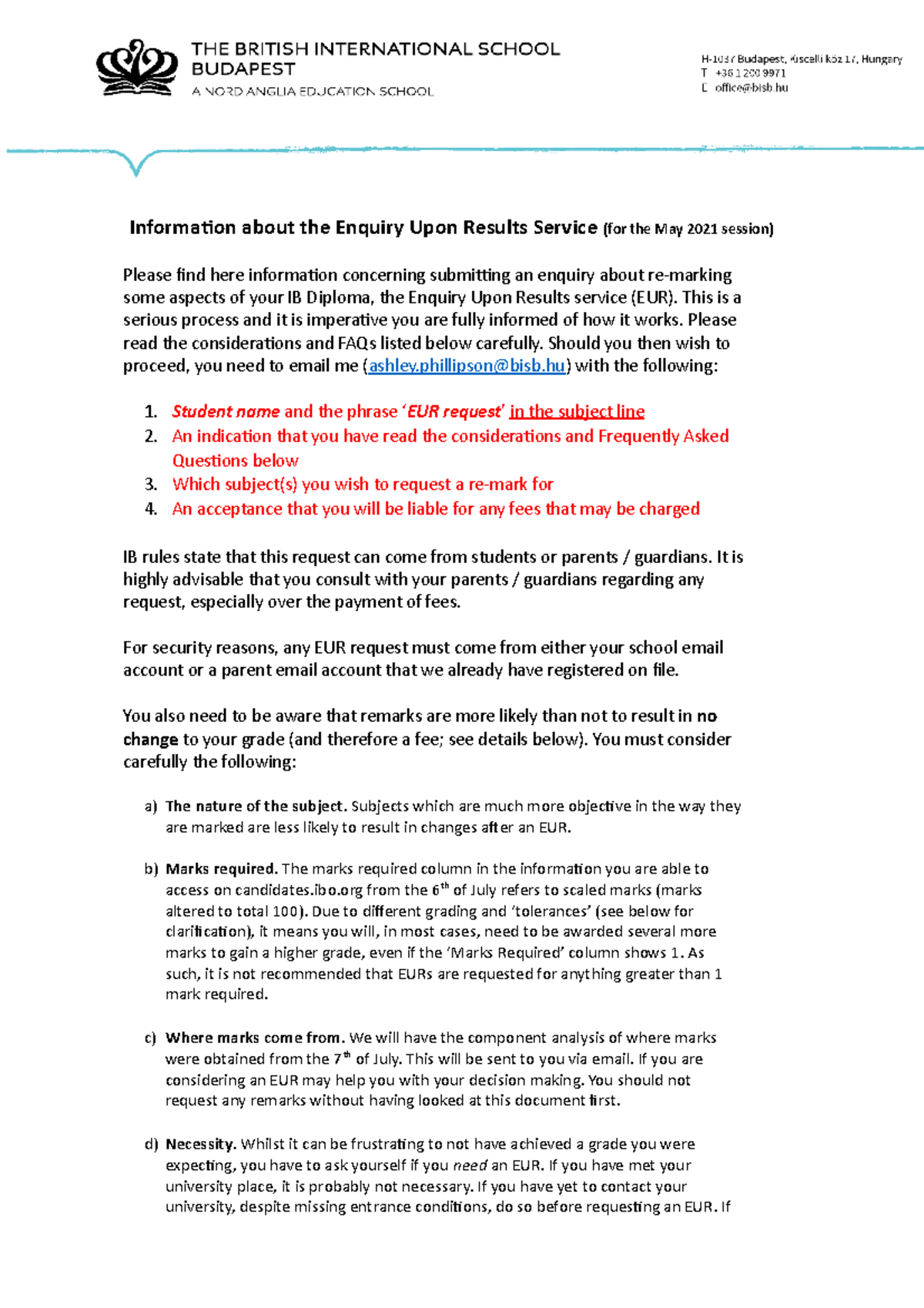 EUR information for the May 2021 IB session - Information about the ...