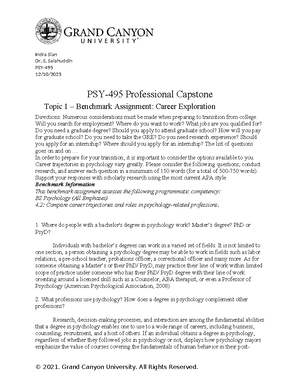 PSY495-RS-T1-Selecting Supporting Topic - PSY-495 Professional Capstone Topic 1 – Selecting and ...