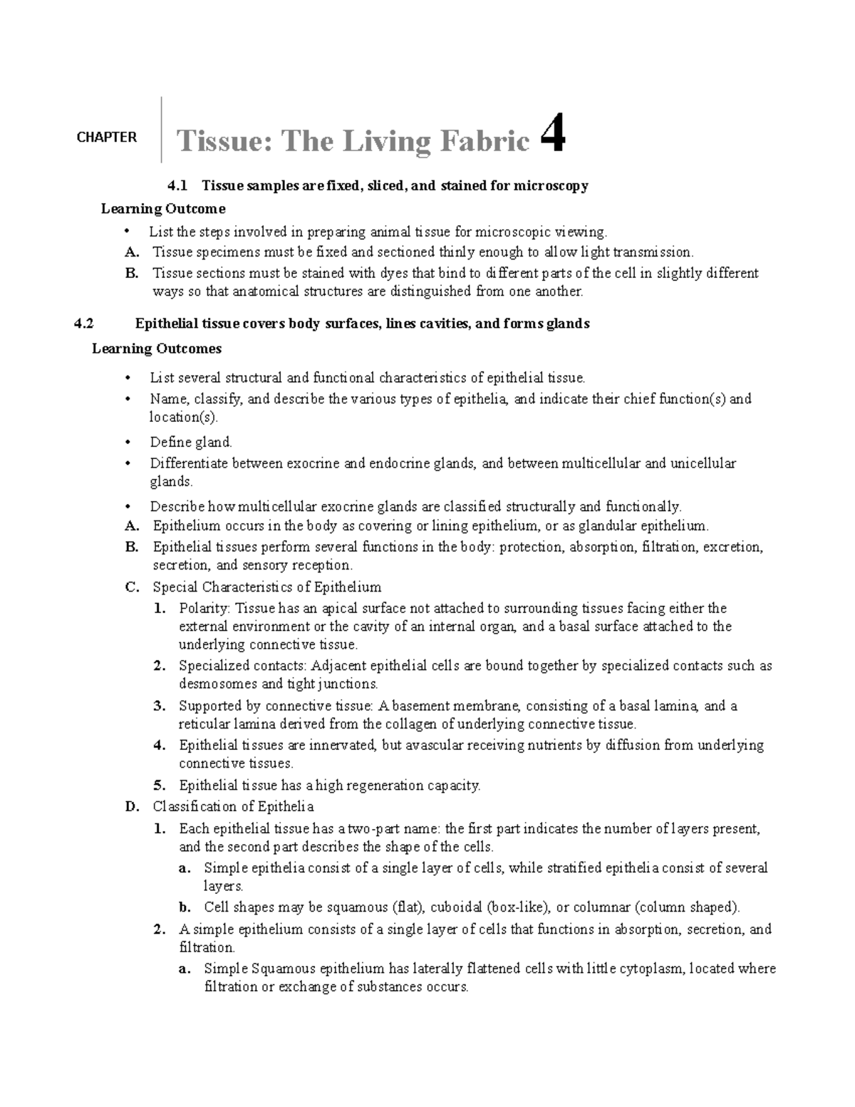 Chapter 4 Study guide - CHAPTER Tissue: The Living Fabric 4 4 Tissue ...