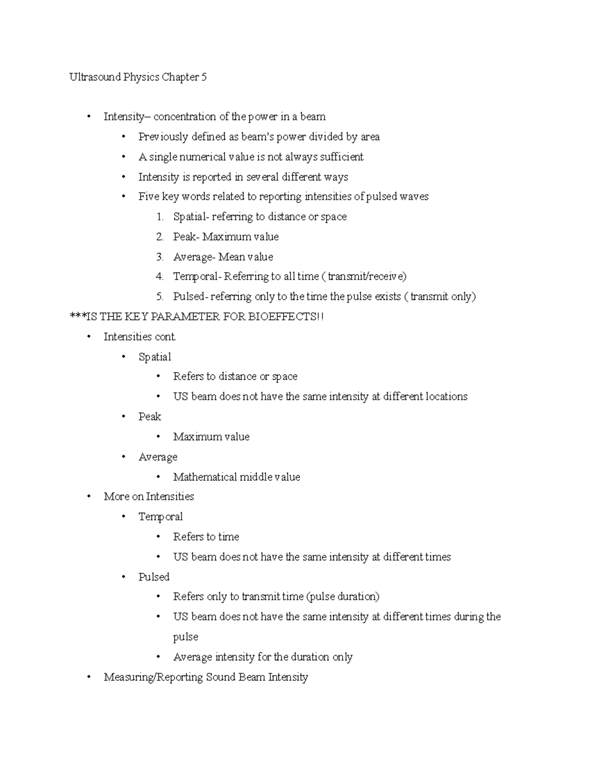 Ult Physics ch 5 notes - ............ - Ultrasound Physics Chapter 5 ...