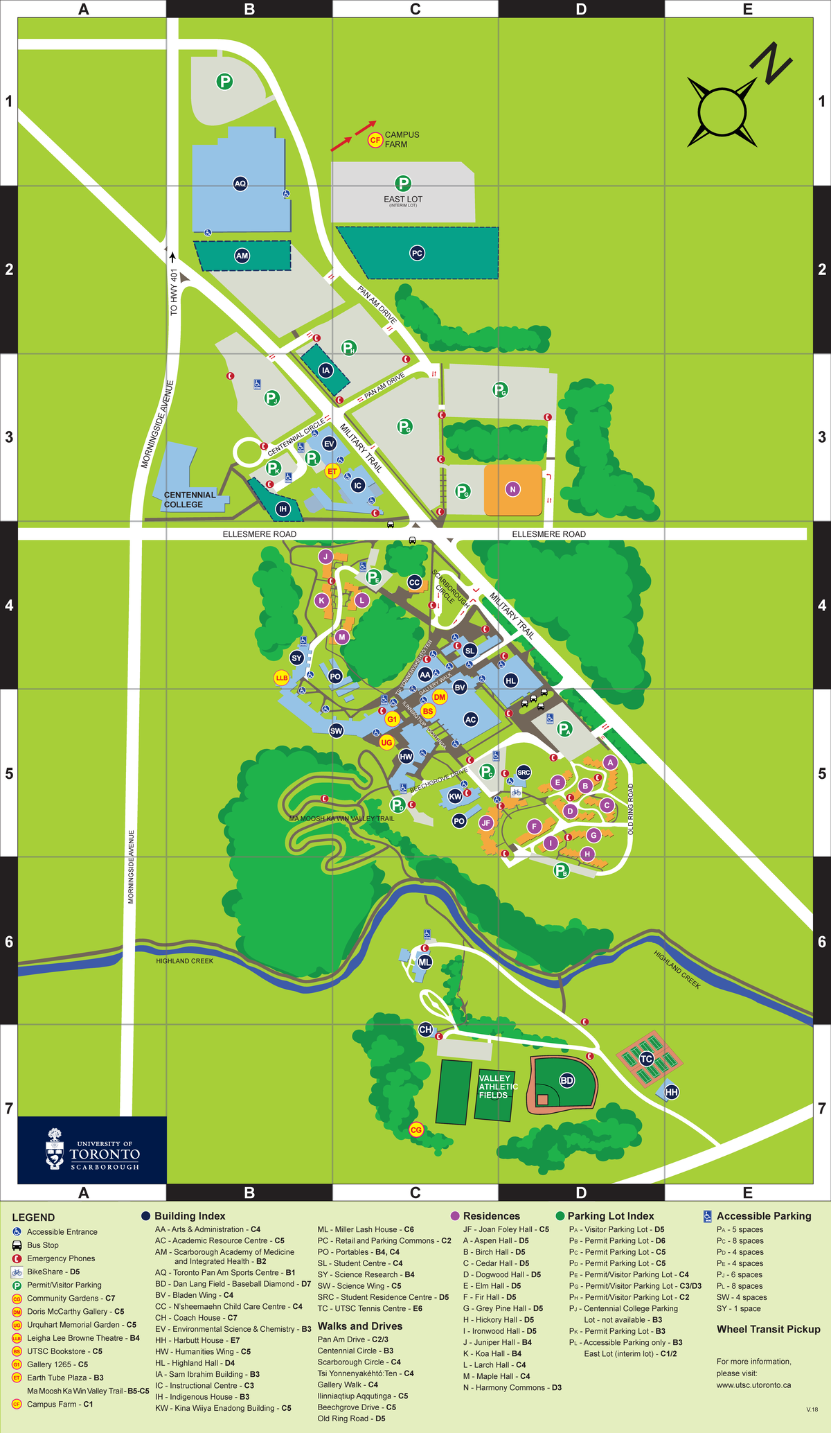 UTSC Campus Map - abc - LEGEND Building Index Residences Parking Lot Index Accessible Parking ...