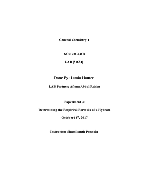 Lab Report 2 SCC 201 - Qualitative Analysis of Ions - Qualitative ...