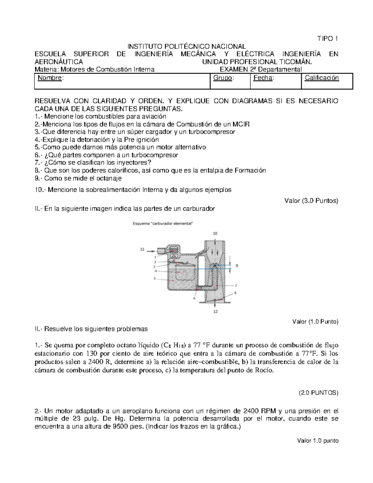 Examen de MCI 2 reciente - INSTITUTO POLITÉCNICO NACIONAL ESCUELA ...