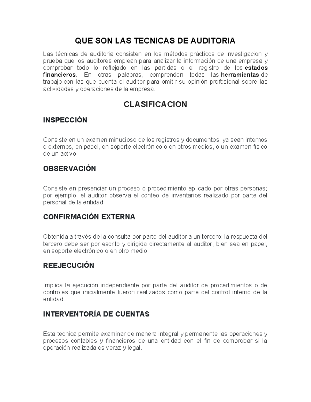 QUE SON LAS Tecnicas DE Auditoria - QUE SON LAS TECNICAS DE AUDITORIA ...