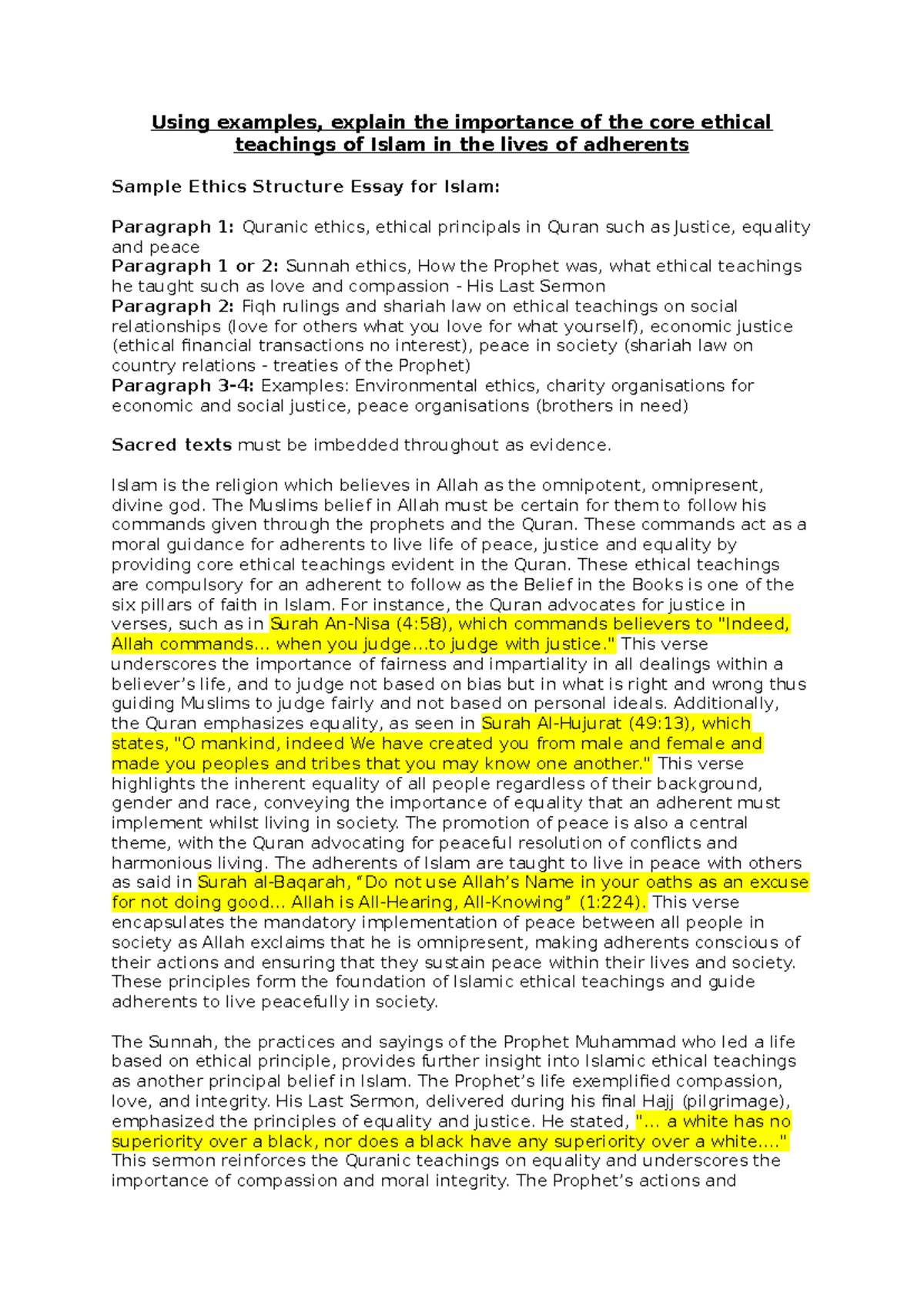 SOR Yearly essay - Using examples, explain the importance of the core ...