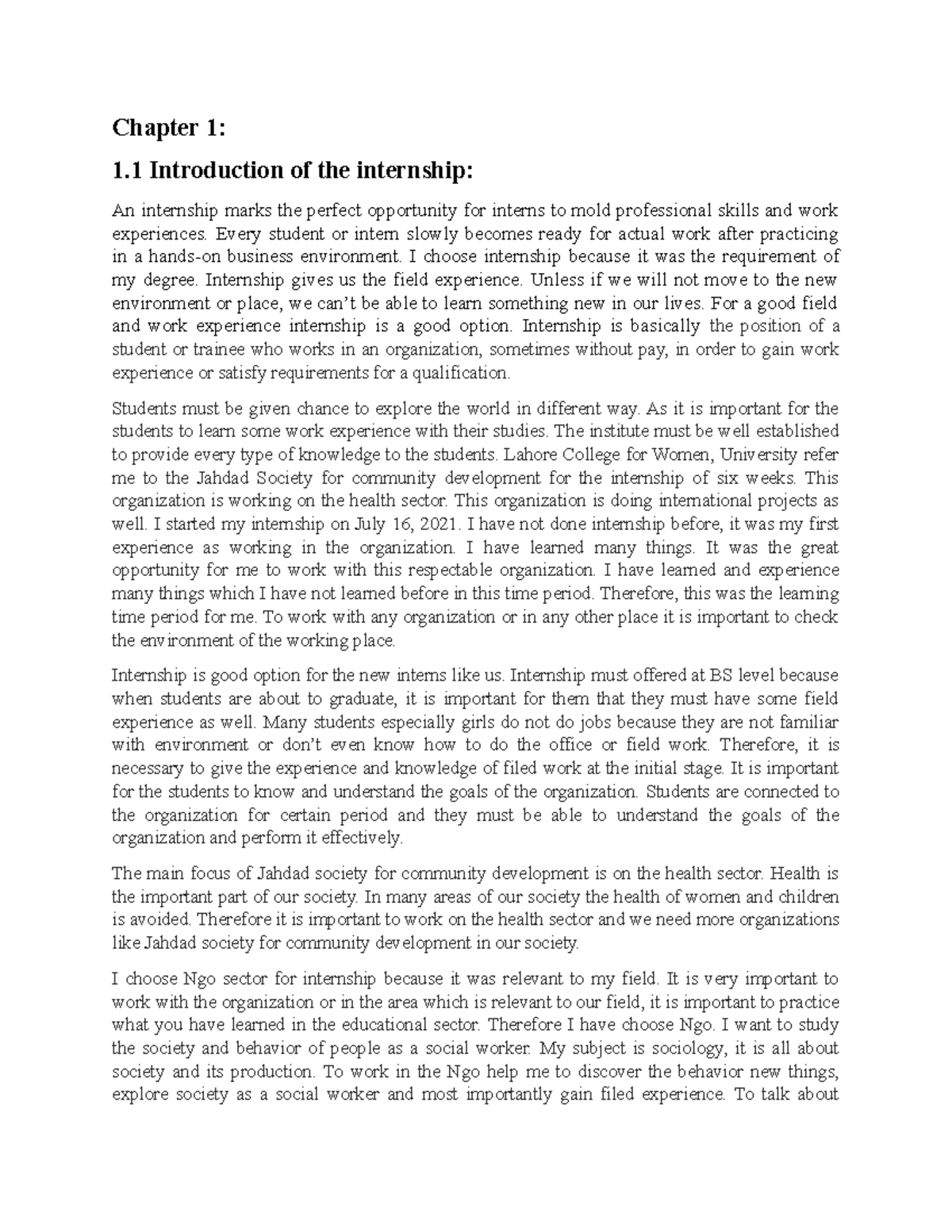 Introduction of the internship - Every student or intern slowly becomes ...