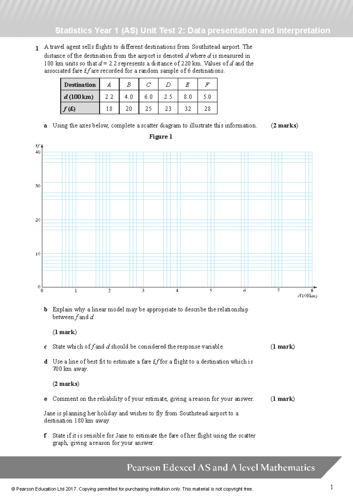 As maths statistics unit 2 test 3 - 1 A travel agent sells flights to ...