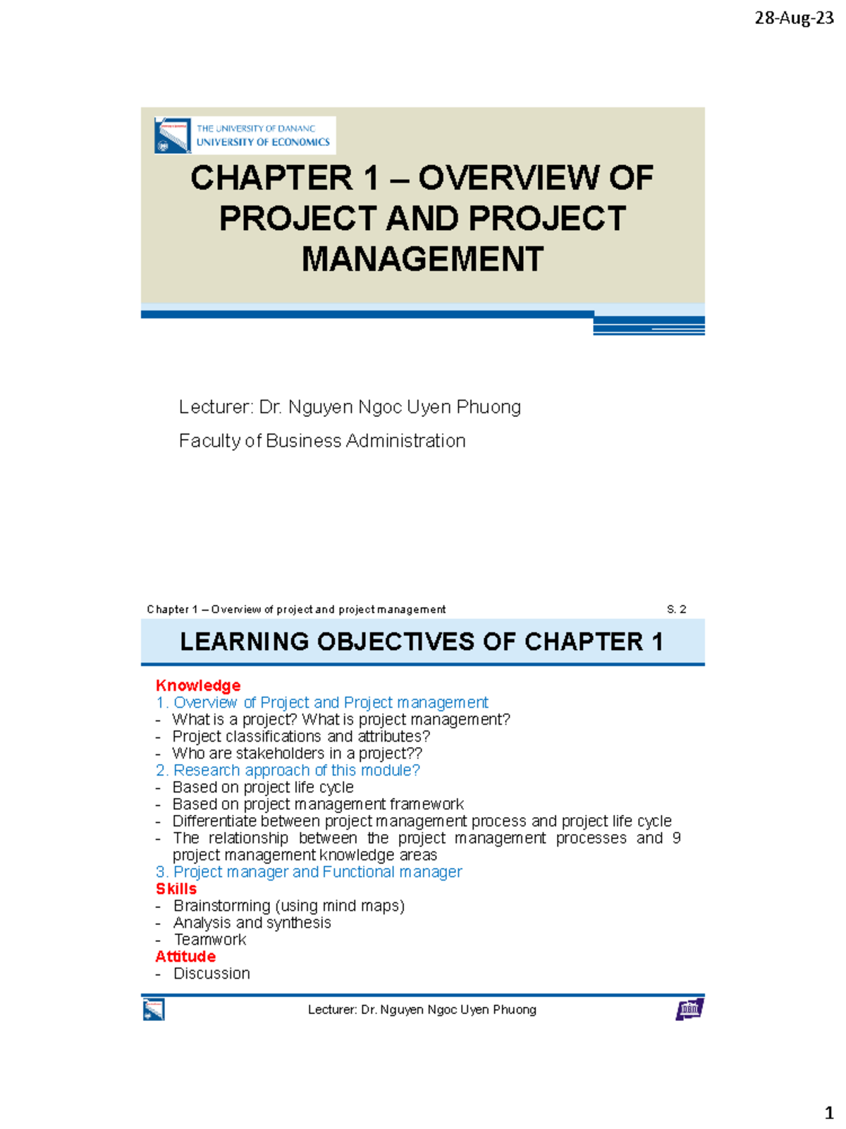 PM Chapter 1 part 1 - Slide - Lecturer: Dr. Nguyen Ngoc Uyen Phuong ...