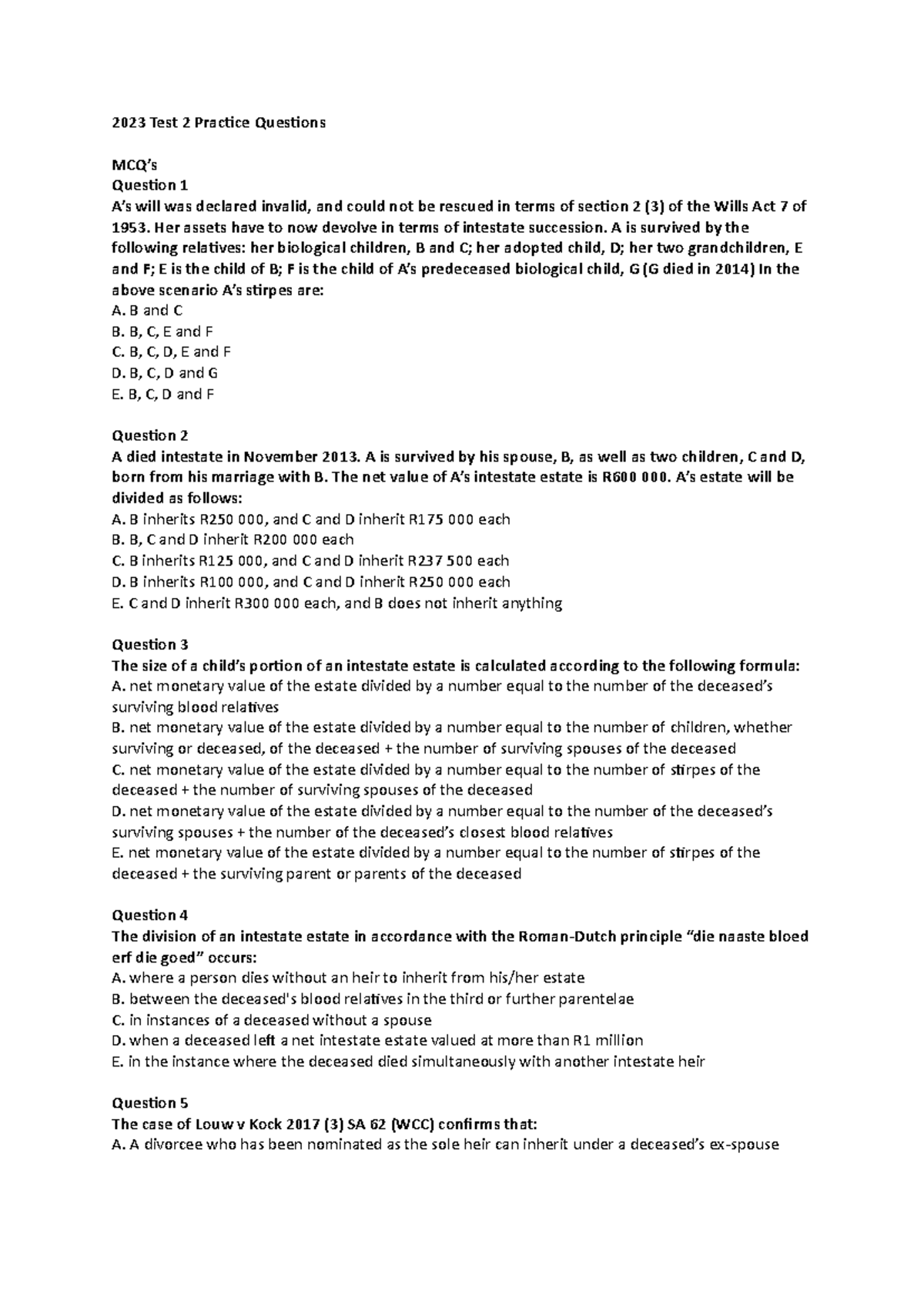 2023 Test 2 Practice Questions - 2023 Test 2 Practice Questions MCQ’s ...