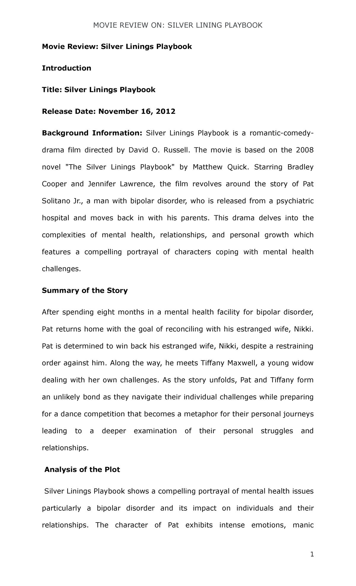 Silver-Lining-Playbook - MOVIE REVIEW ON: SILVER LINING PLAYBOOK Movie ...