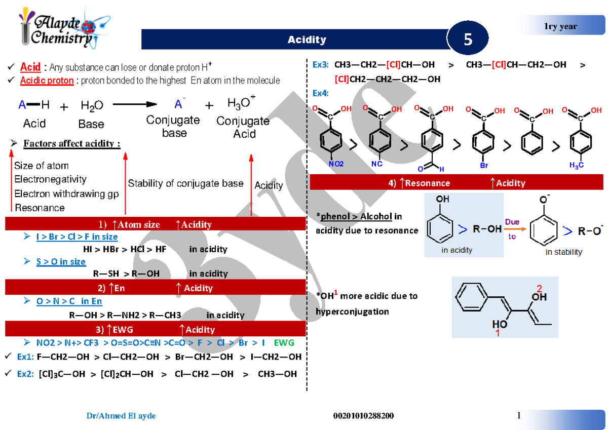 Lec 5 Acidity - Pharmaceutical Organic Chemistry III - 1ry year Dr ...
