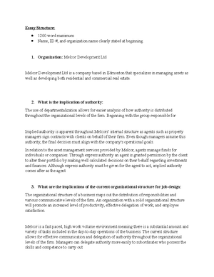 ADMN 232 Assignment 2 chart - ORGANIZATIONAL CHART 1 Organizational ...