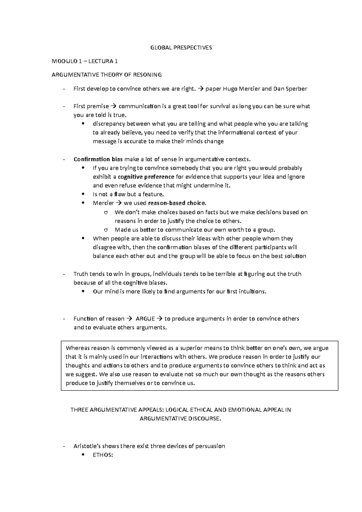 Resumen parcial 1 global perspectives - GLOBAL PRESPECTIVES MODULO 1 ...