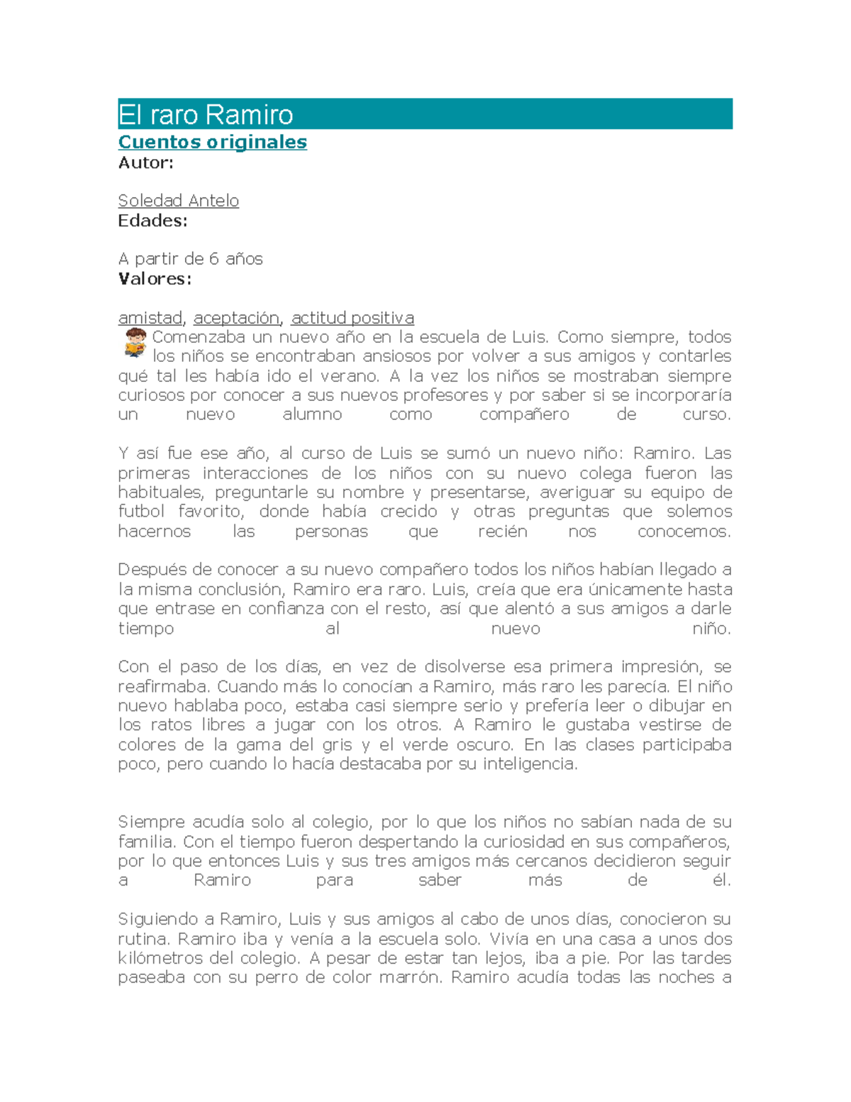 El raro Ramiro - cuento - El raro Ramiro Cuentos originales Autor ...