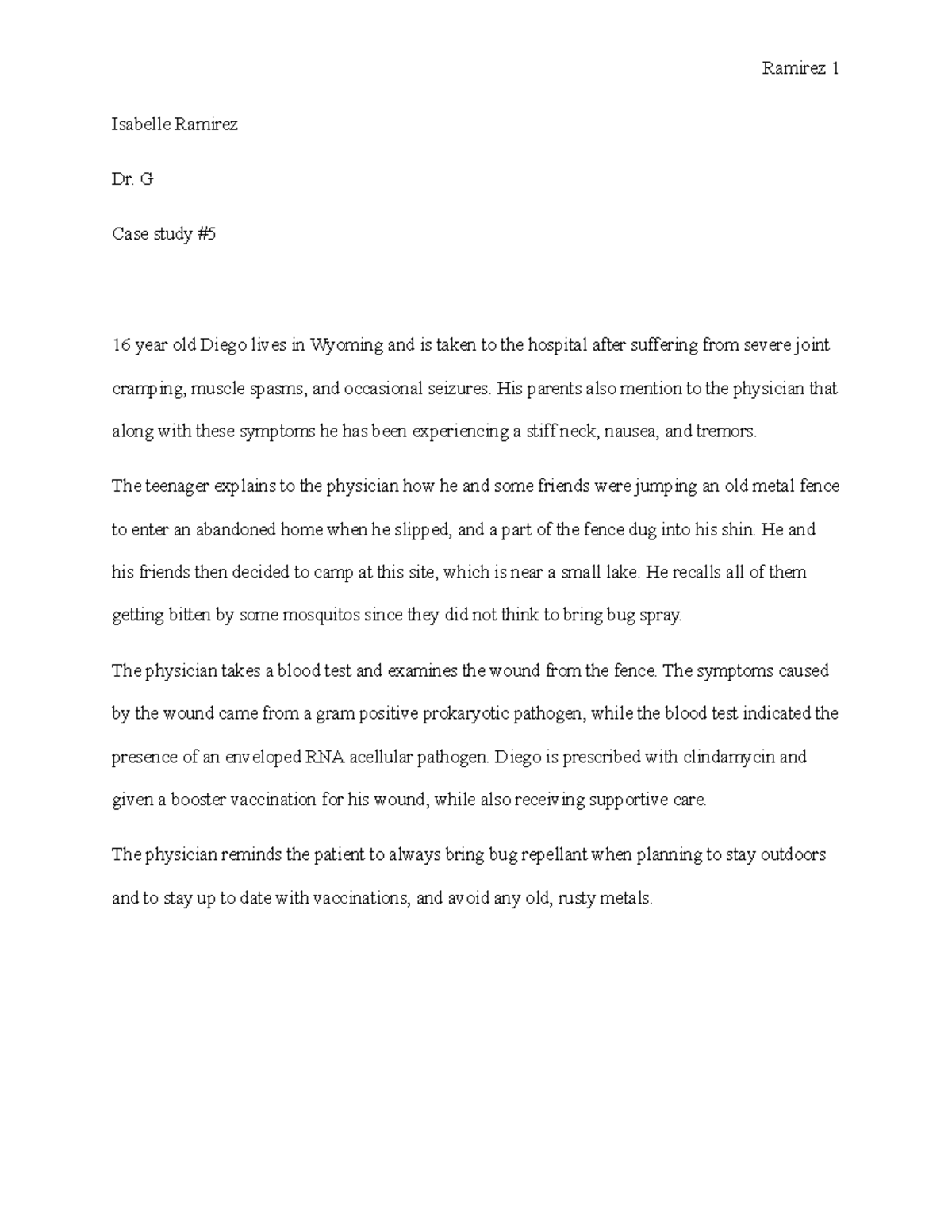 Case study 5 - patient infected with 2 different pathogens. - Ramirez 1 ...