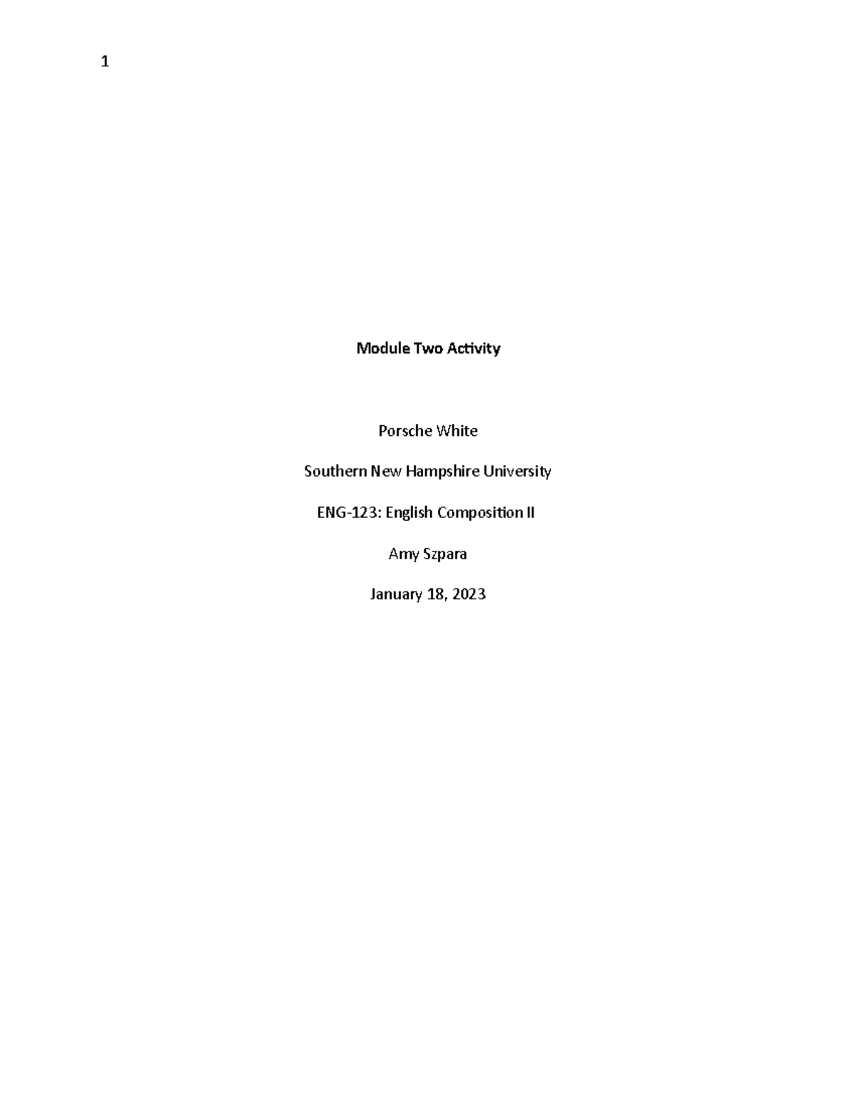 Porsche White ENG123 Module Two Assignment - Module Two Activity ...