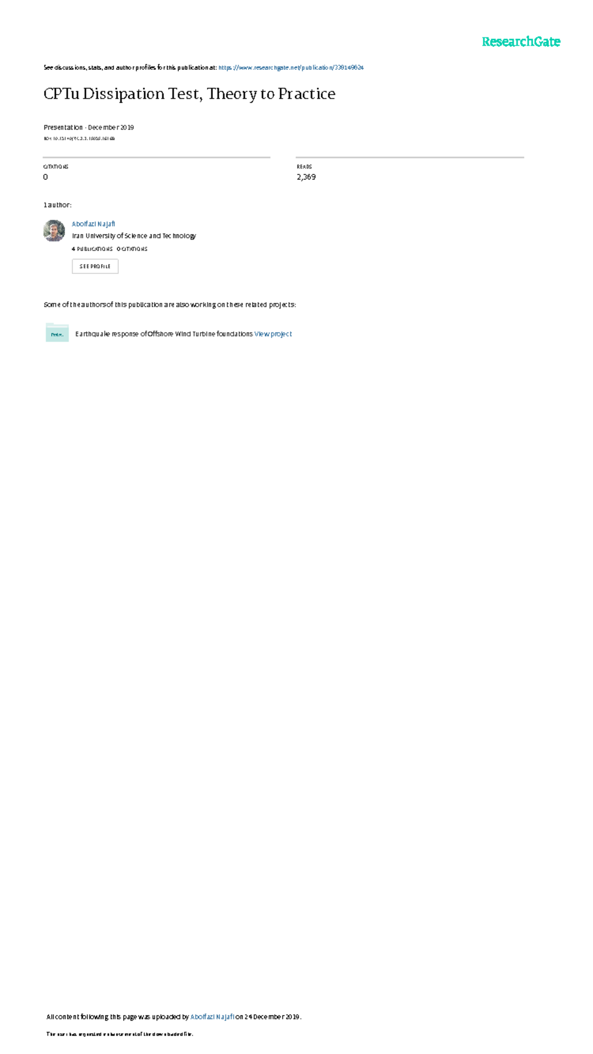 CPTu Dissipation Test A - See discussions, stats, and author profiles ...