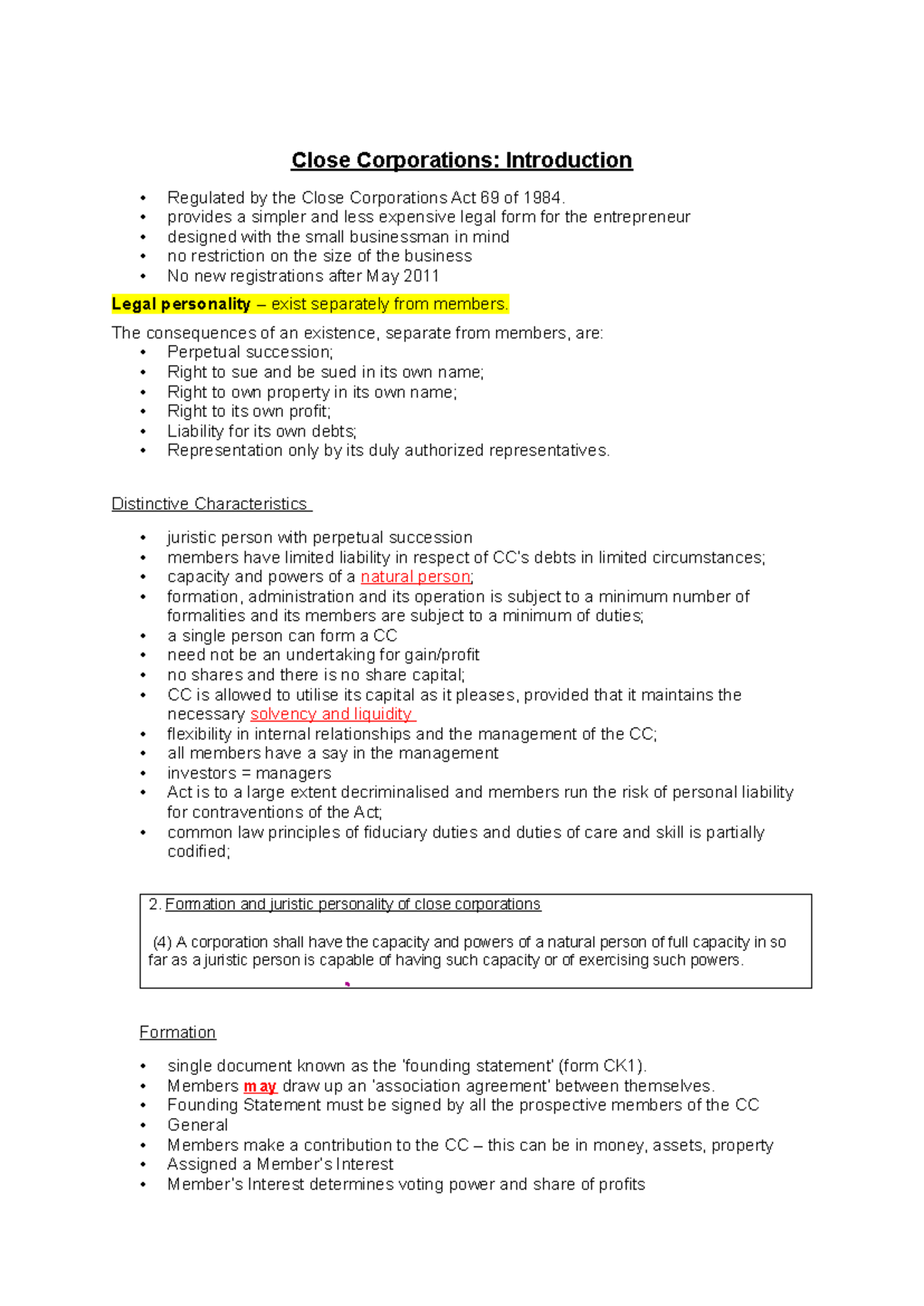 1 Close Corporations - Intro - Close Corporatio Close Corporations ...