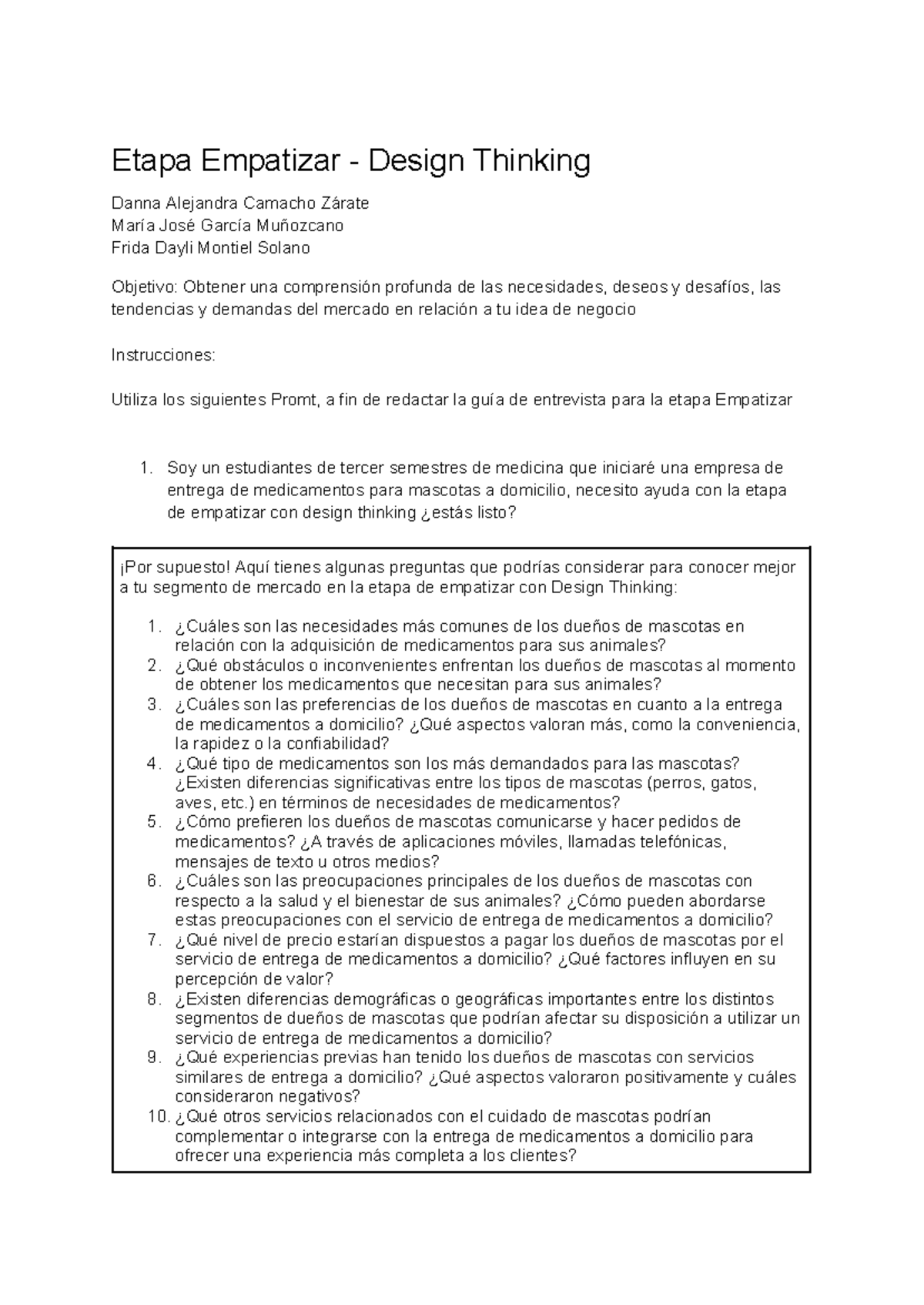 Emprendedores - Etapa Empatizar - Design Thinking Danna Alejandra ...