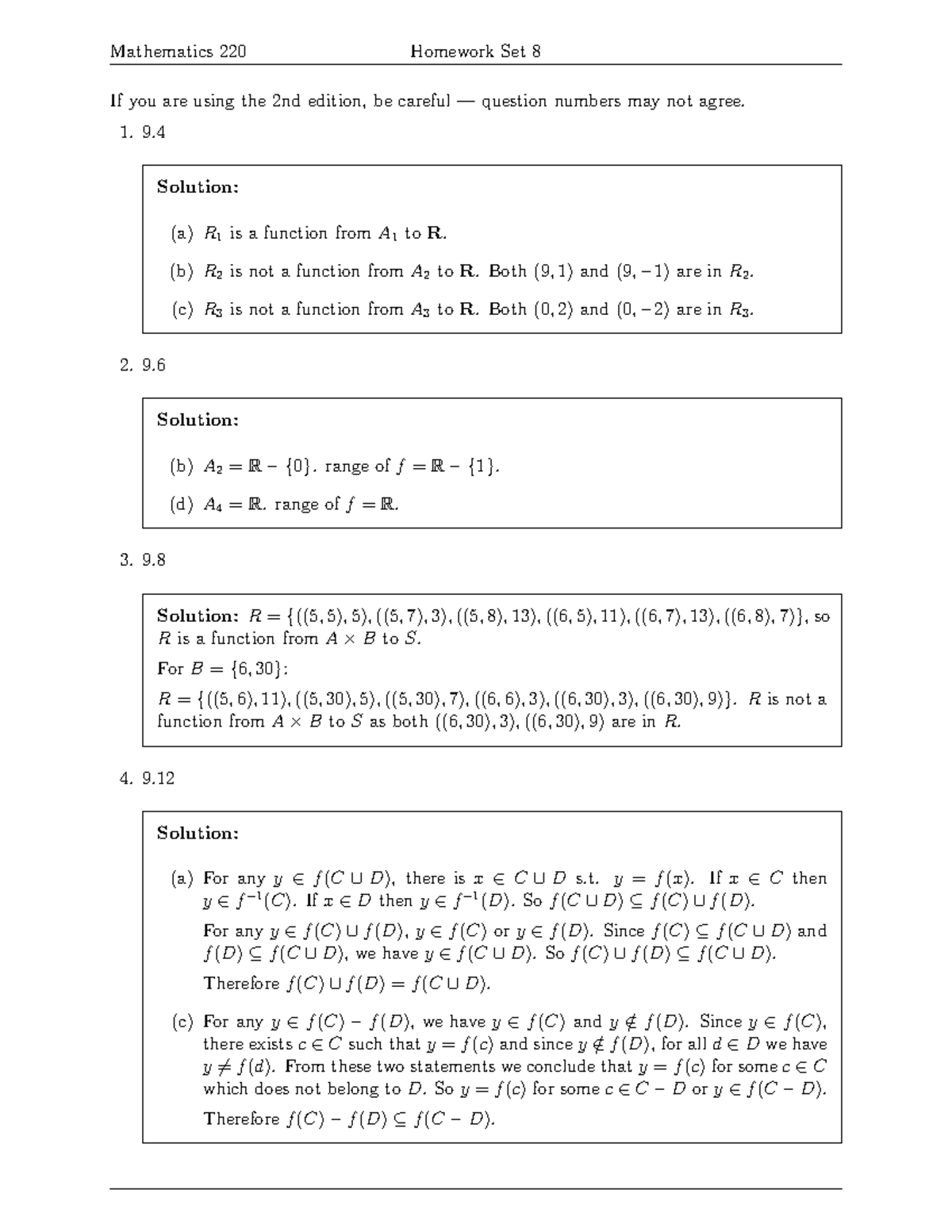 Math220 Sol8 Math 220 If You Are Using The 2nd Edition Be Careful — Question Numbers May