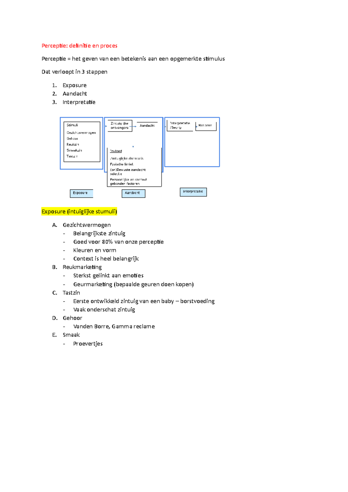 Hoofdstuk3 consumer - Perceptie: definitie en proces Perceptie = het ...