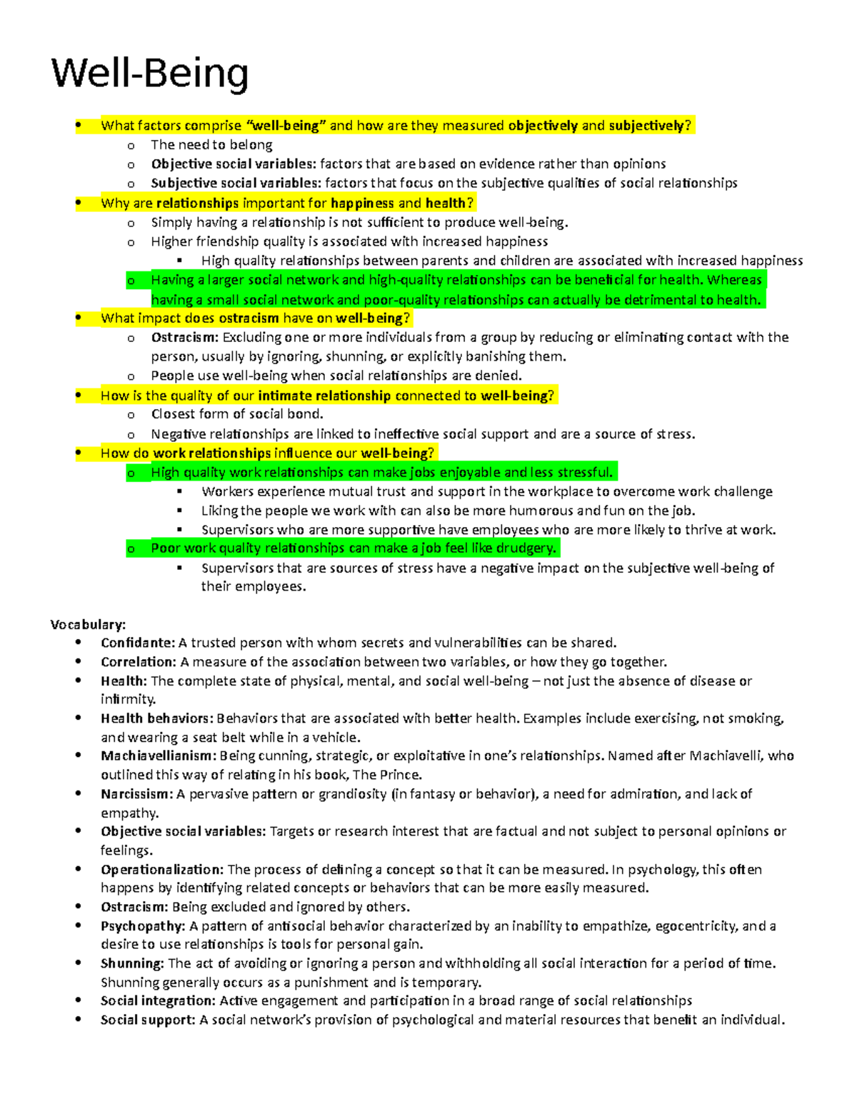 Well-Being - Lecture notes 26 - Well-Being What factors comprise “well ...