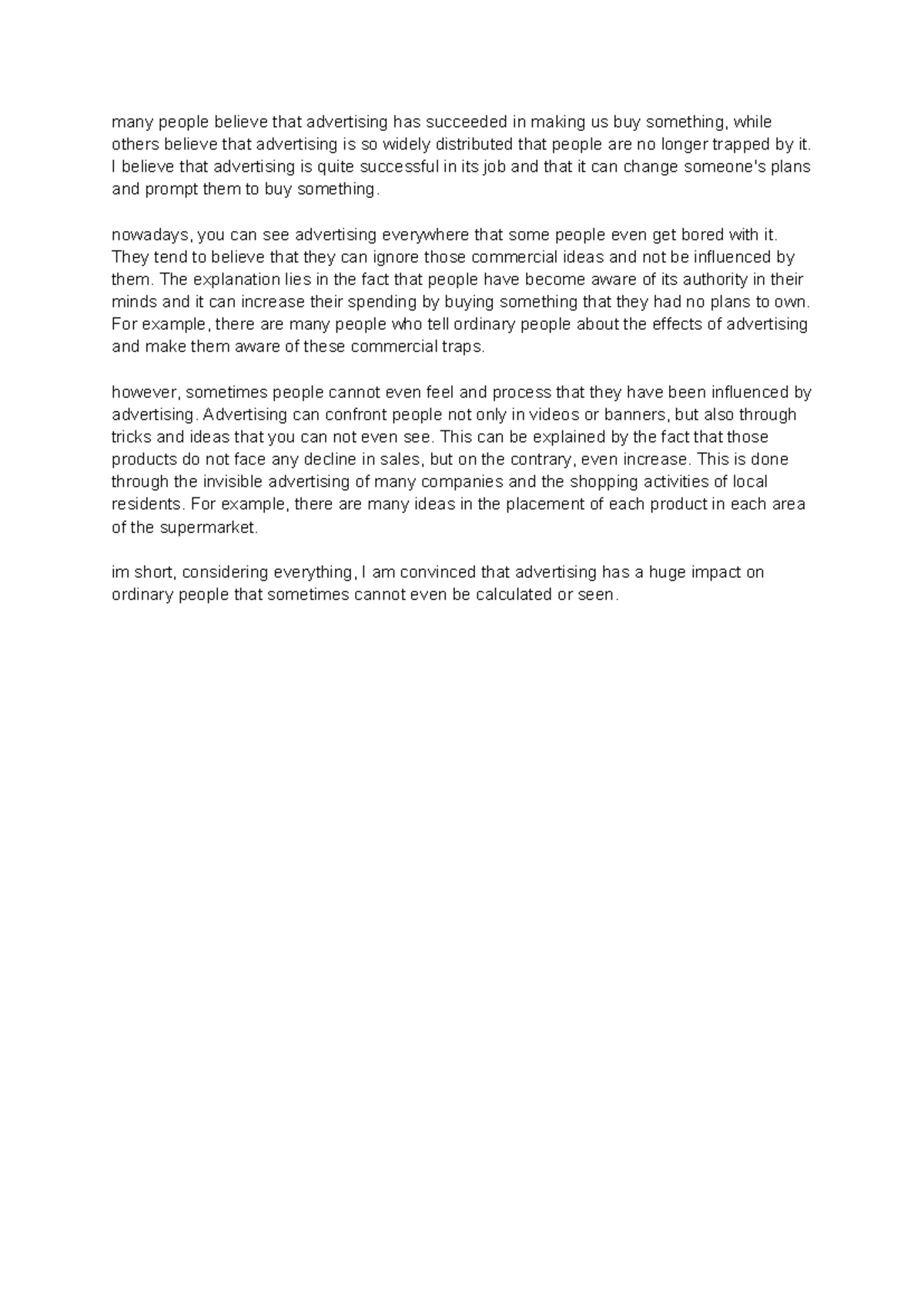 10 - dfvdfv - many people believe that advertising has succeeded in ...