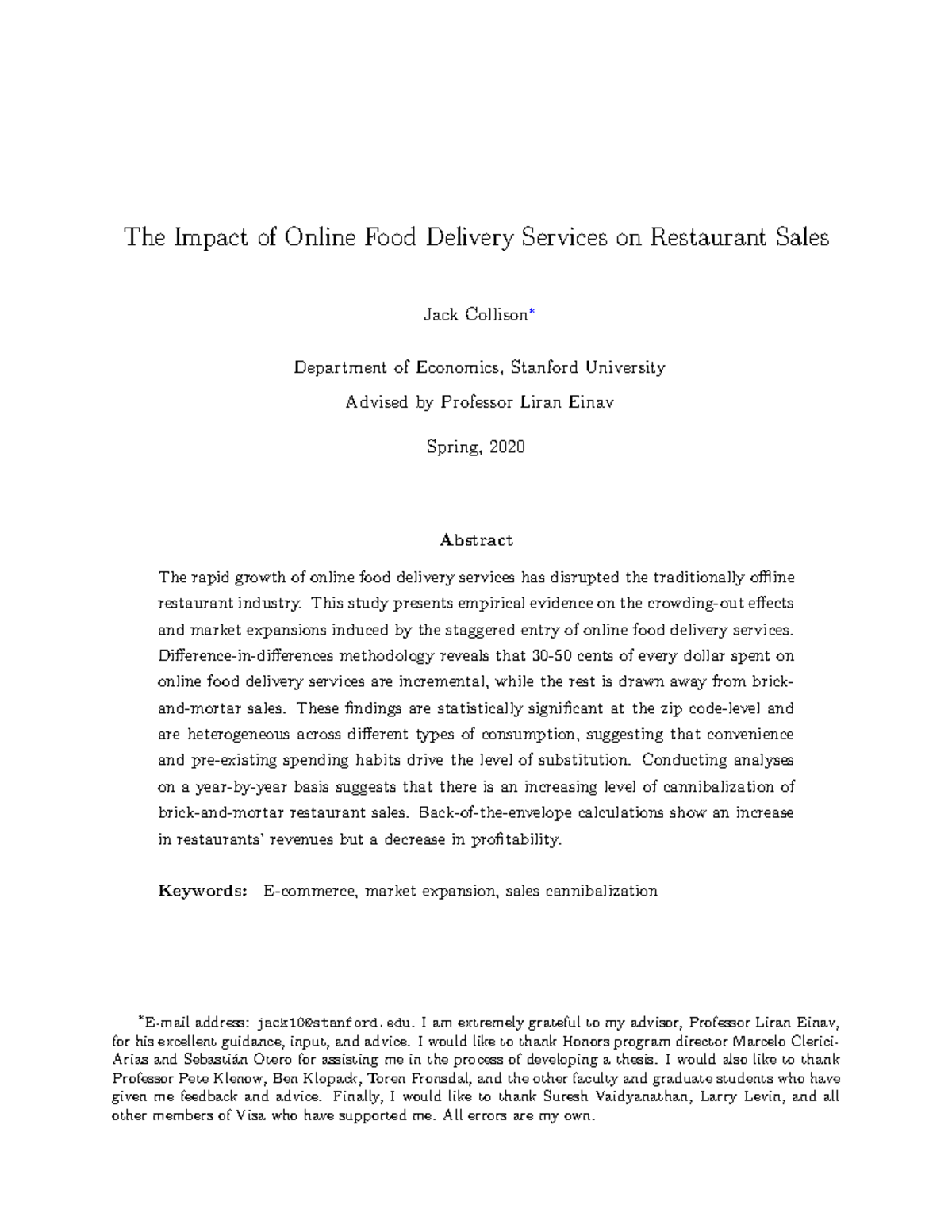 Collison - asddas - The Impact of Online Food Delivery Services on ...