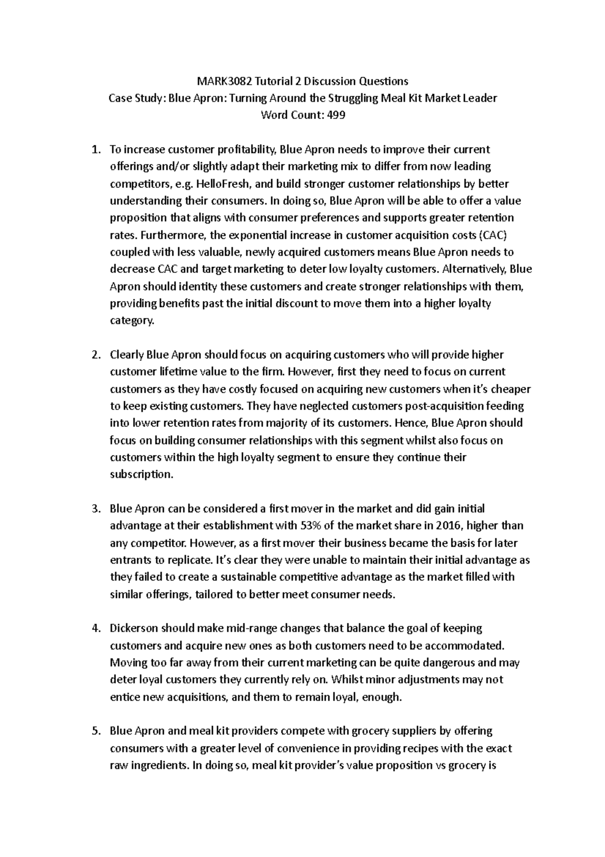 MARK3082 Tutorial 2 Discussion Questions - MARK3082 Tutorial 2 ...