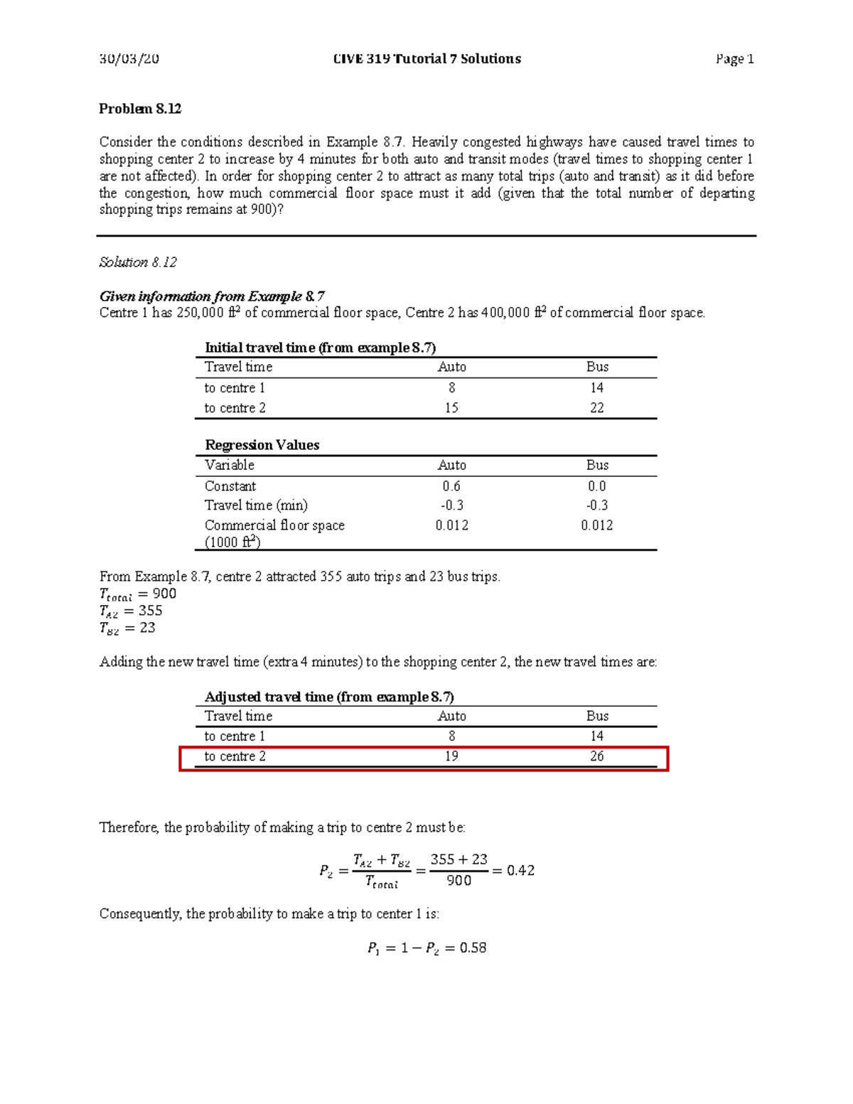 CIVE 319 2020 - Tutorial 7 Solutions - Warning: TT: undefined function: 32 Problem 8. Consider ...