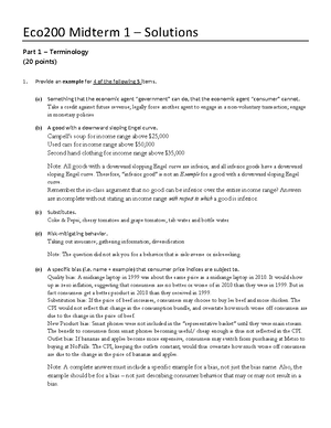 ECO200 Problem Set 6 - ............... 8 Question 5 (20 marks) 8 Part a ...