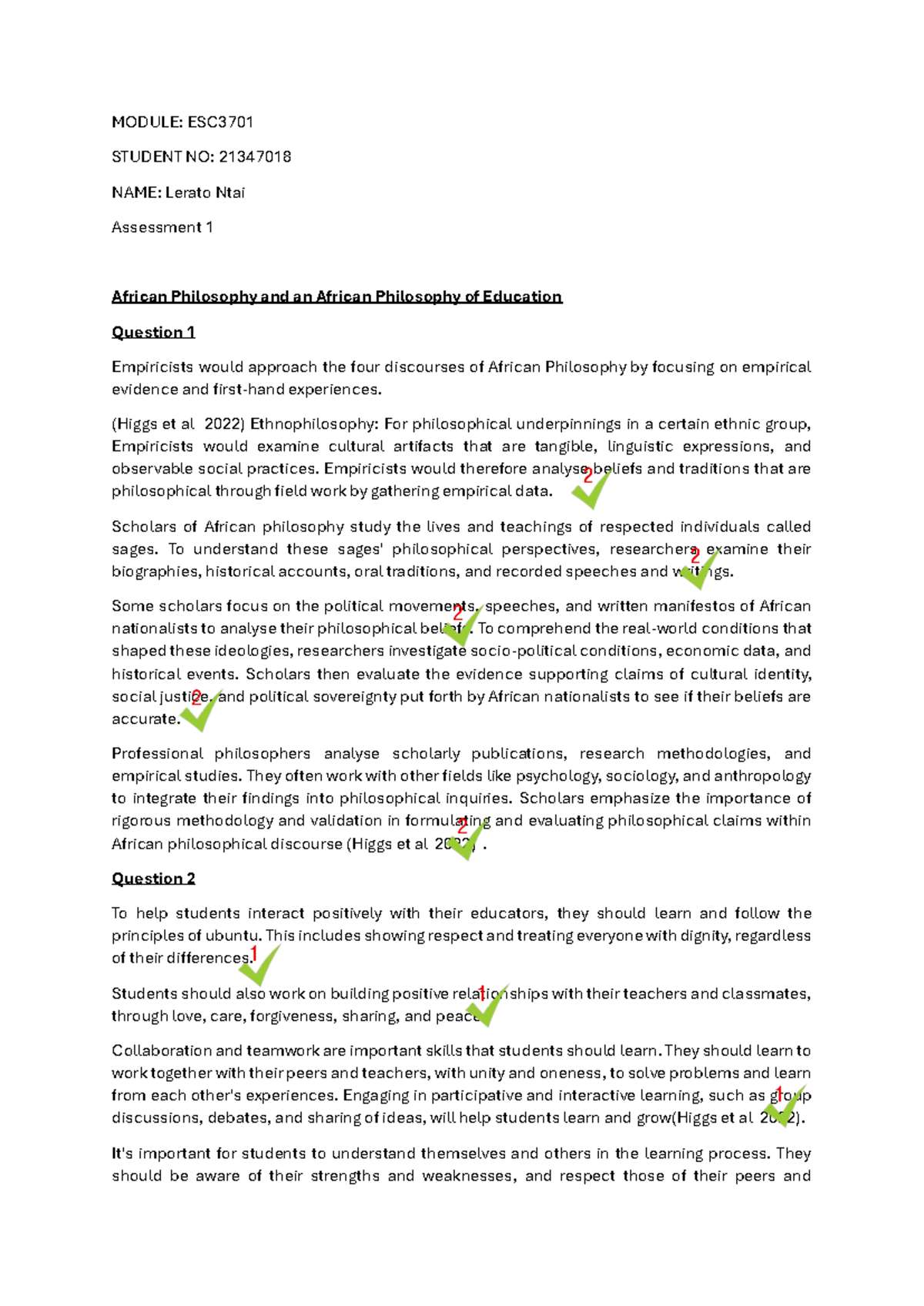 14157015 ASSIGNMENT 4 - MODULE: ESC STUDENT NO: 21347018 NAME: Lerato ...