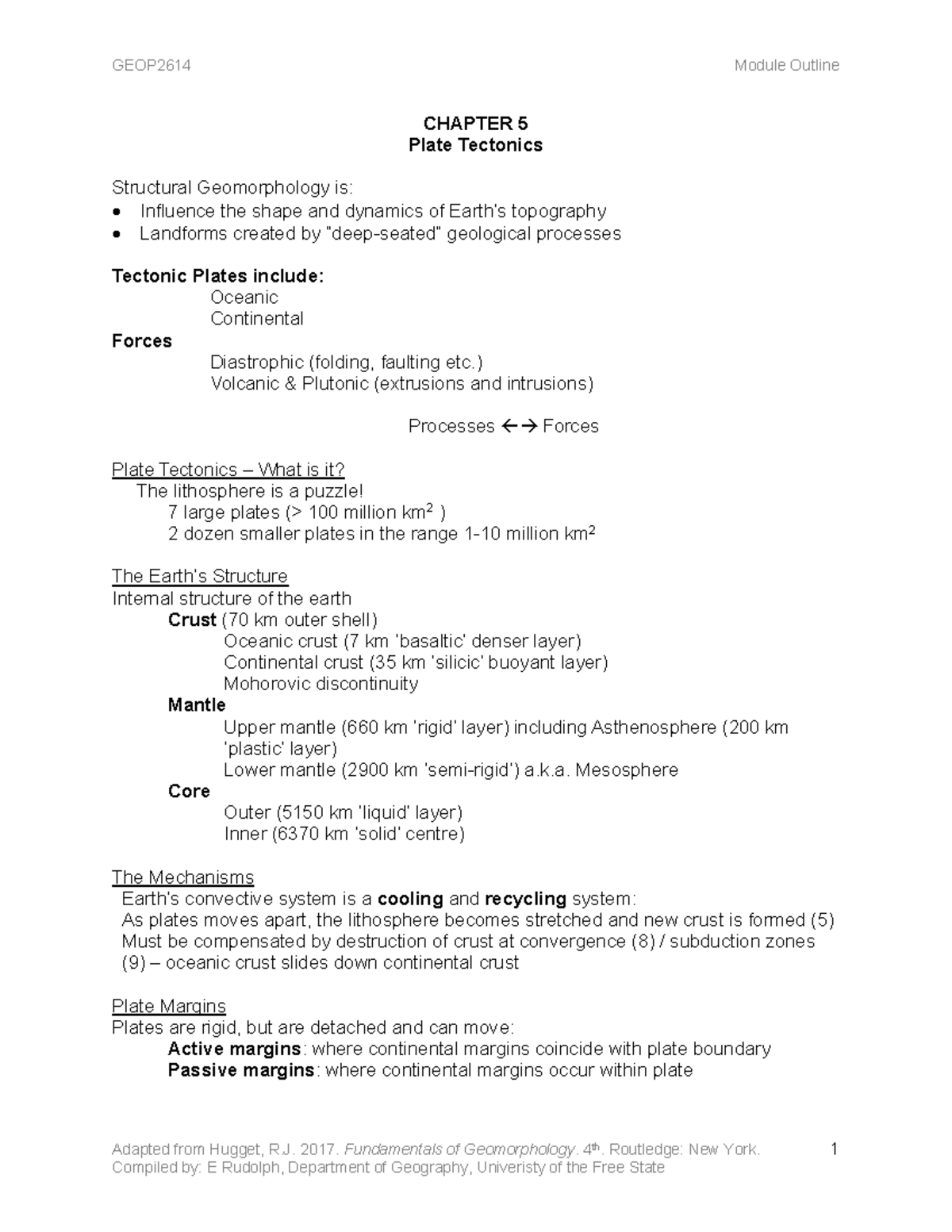 GEOP2614 Chapter 5-8 Outline - GEOP2614 - UFS UV - Studocu
