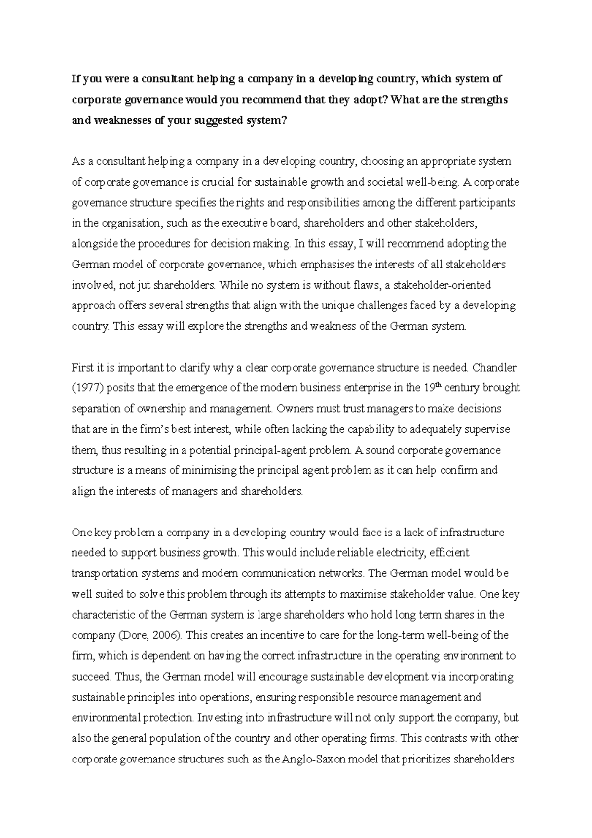 GM Week 9 - Stakeholder vs Shareholder theory - If you were a ...
