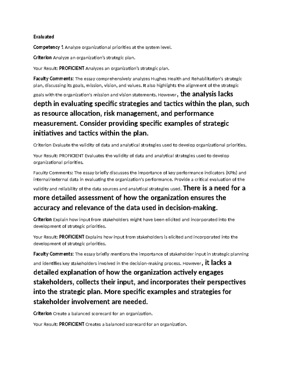 Feedback on DNP NHS FXP Course 8010 Assessment 2 - Evaluated Competency ...