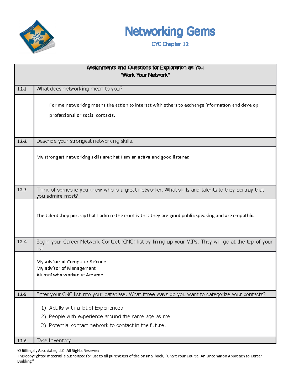 NQC12 Networking Gems - coursework - Networking Gems CYC Chapter 12 ...