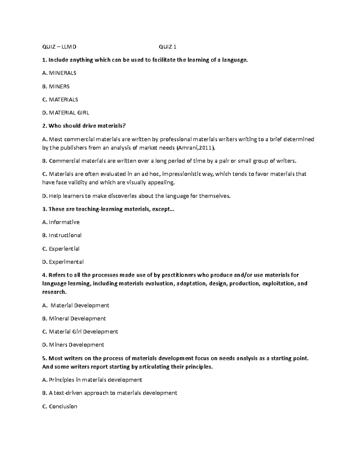 QUIZ1-LLMD( Group 1) - notes - QUIZ – LLMD QUIZ 1 Include anything ...