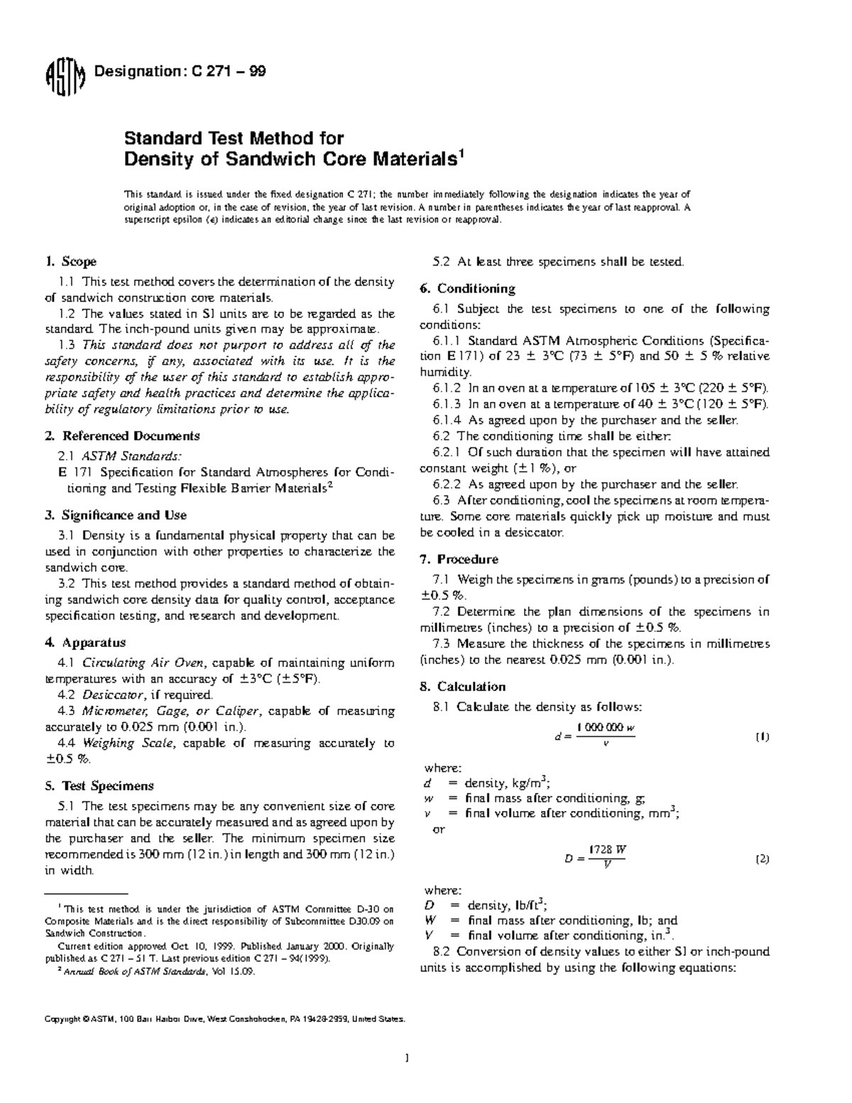 NORMA INTERNACIONAL ASTM C 271 - Designation: C 271 – 99 Standard Test ...